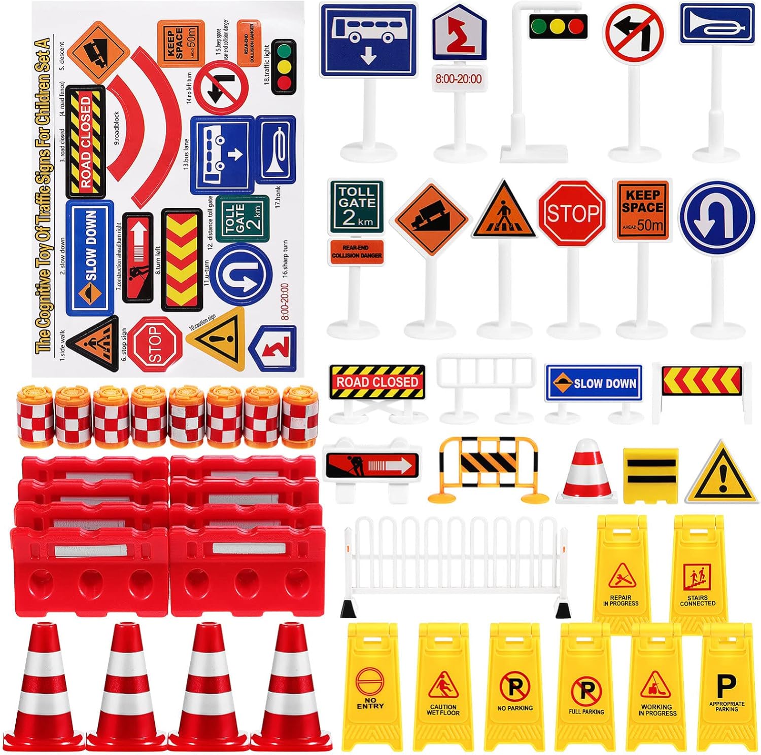 Amazon.com: NUOBESTY Play Traffic Signs Street Signs Playset Kids Road ...