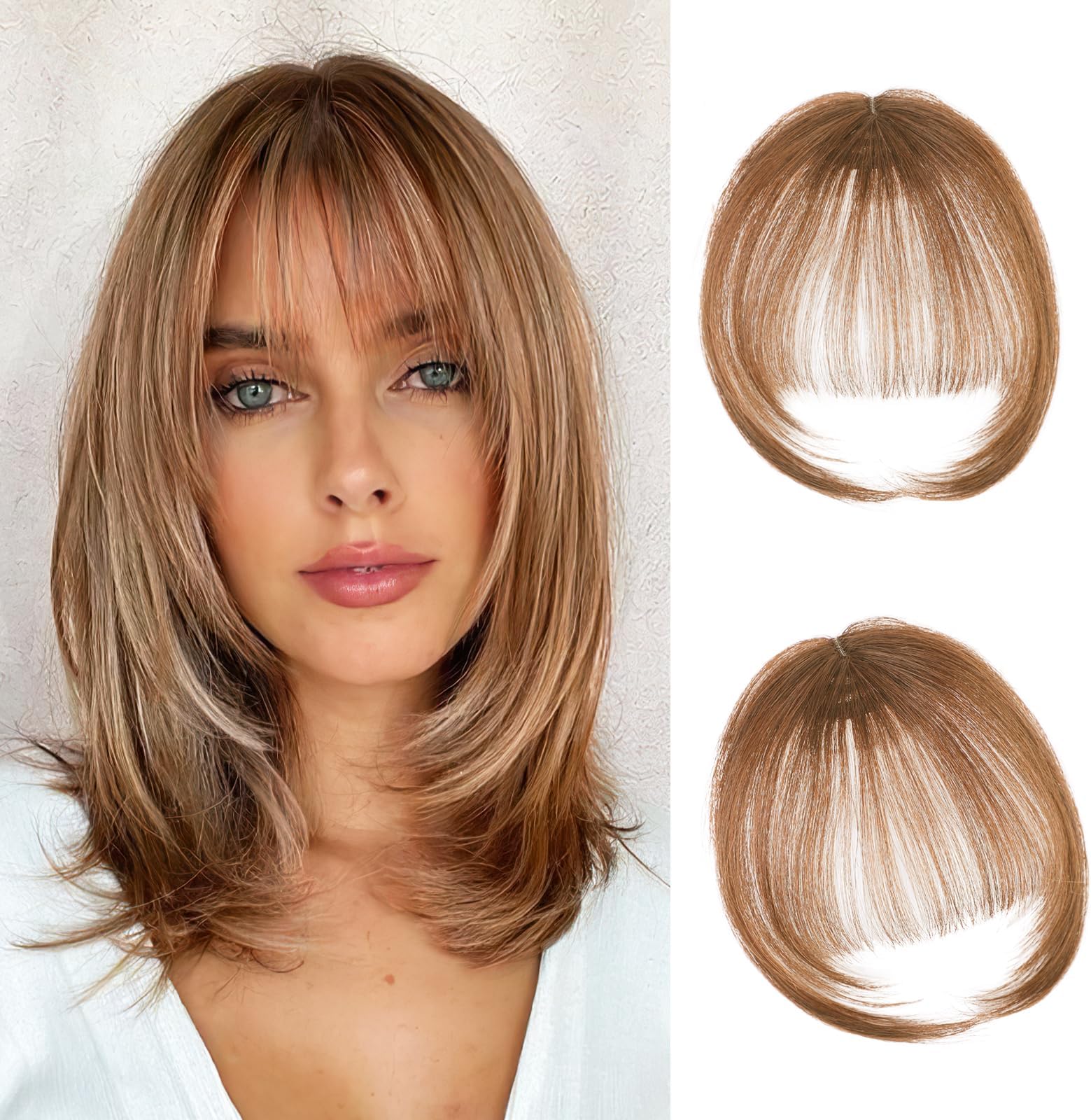 Amazon.com : QGZ Clip in Bangs Fake Bang Fringe with Temples Hairpieces ...