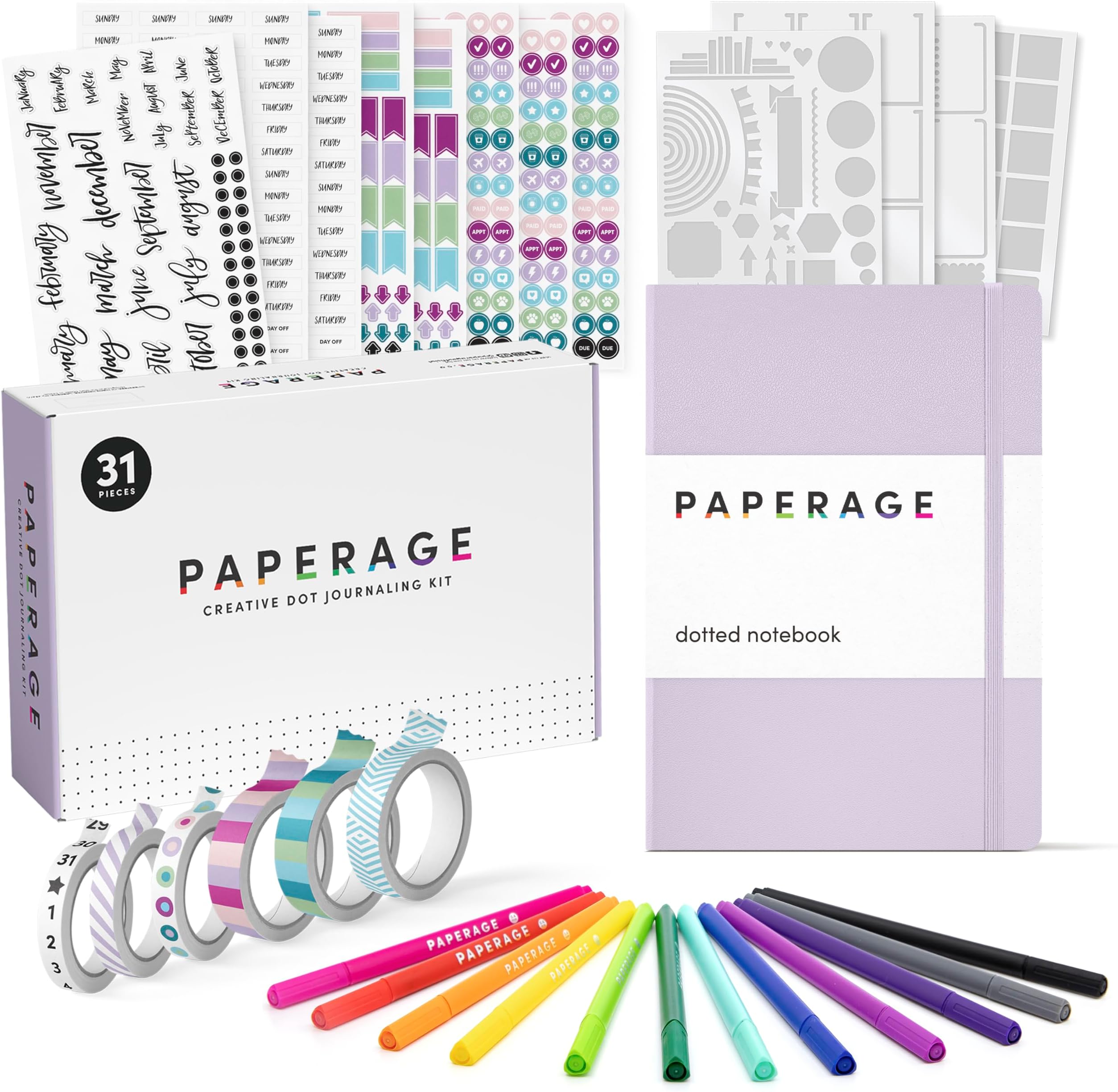 Amazon.com : PAPERAGE Bullet Style Journal Kit, Dotted Journaling Set ...