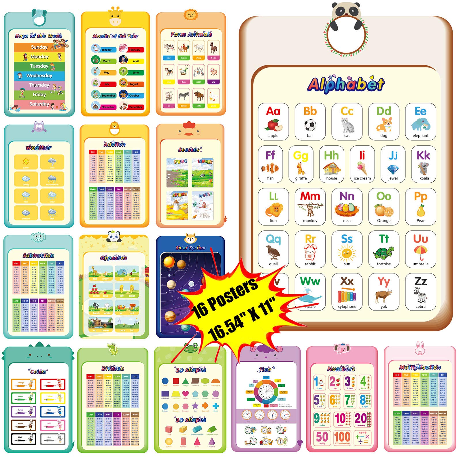 16pcs Alphabet Posters For Classroom Decor And Kindergarten Homeschool ...