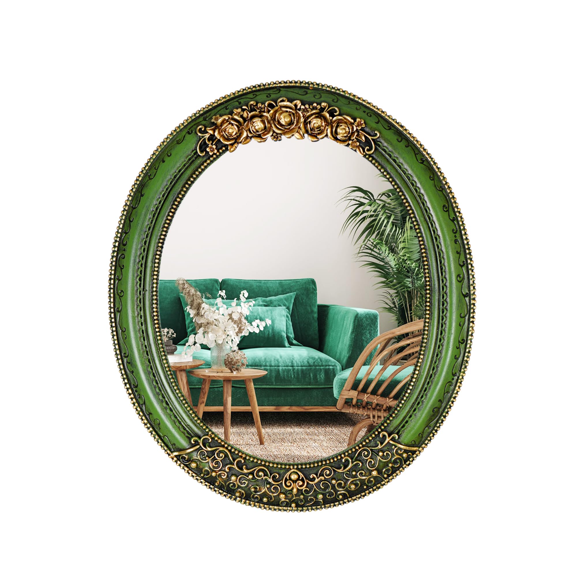Amazon.com: Hzxcuim Oval Resin Vintage Mirror, Wall Mounted Decorative ...