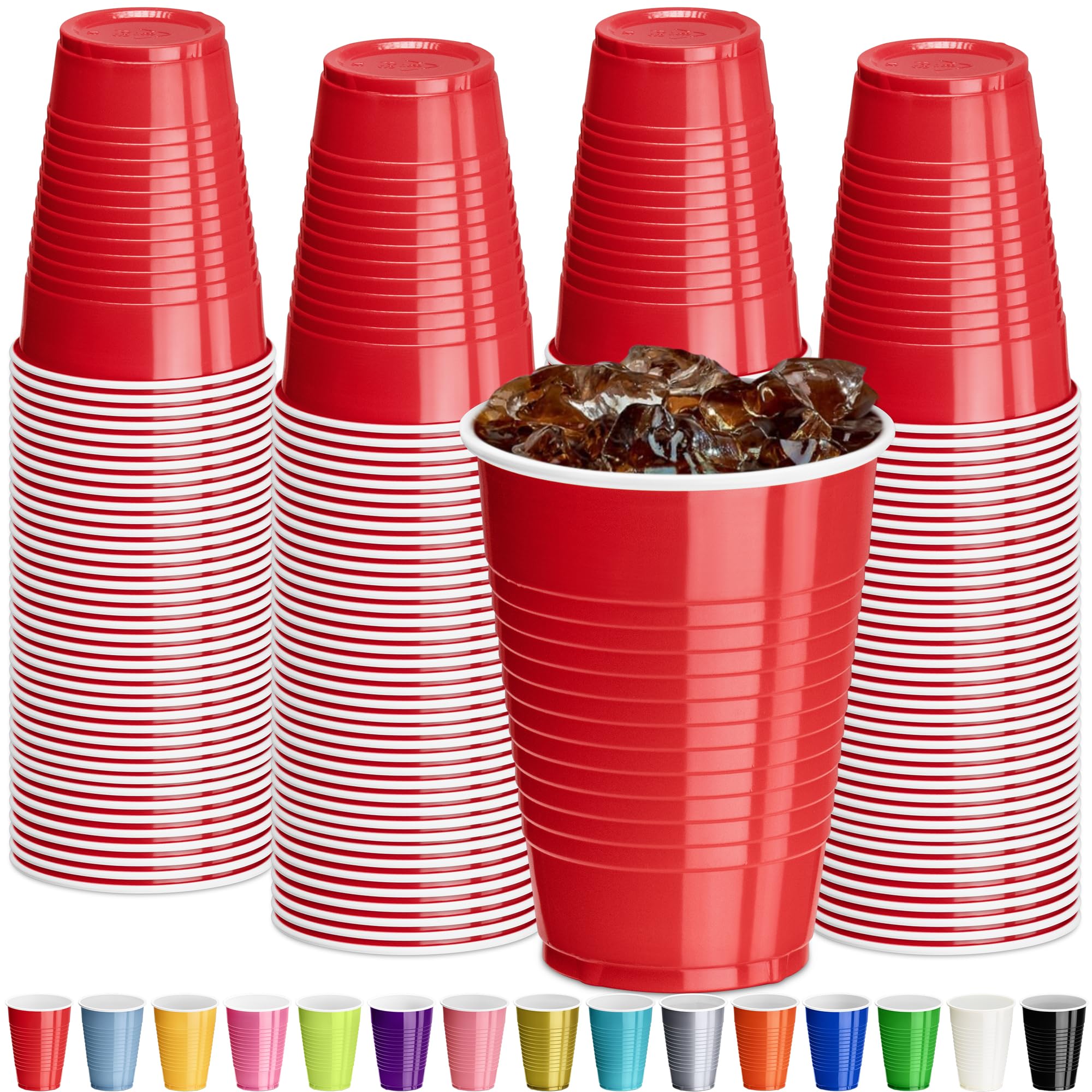 Amazon.com: DecorRack Red Plastic Cups, 12 oz Disposable Cups, Reusable ...