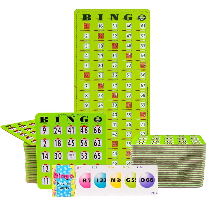 Buy MR CHIPS Jam-Proof Bingo Cards with Sliding Windows, 50 Reusable ...