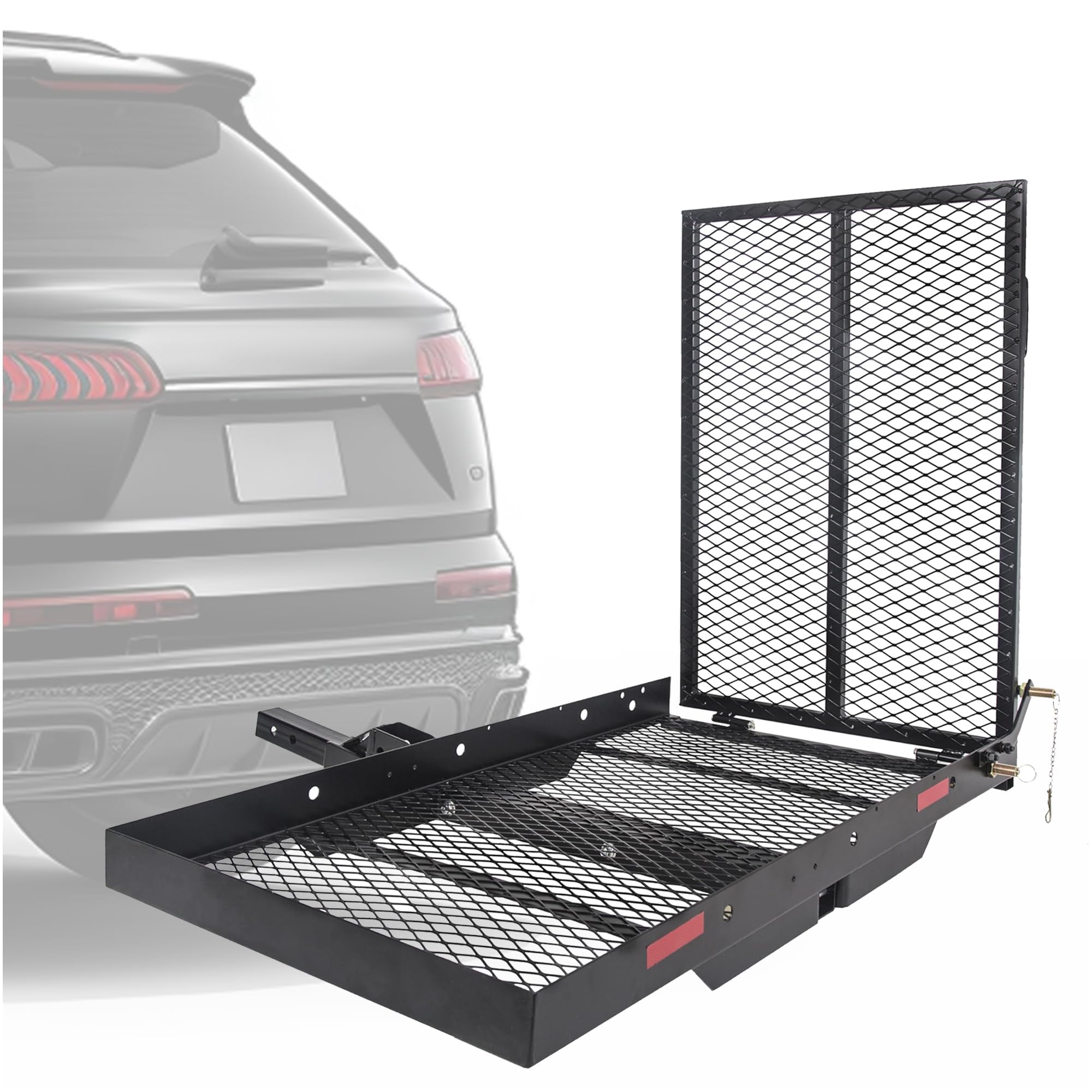 HECASA Hitch Mount Cargo Rack w/Foldable Ramp Wheelchair Carrier ...