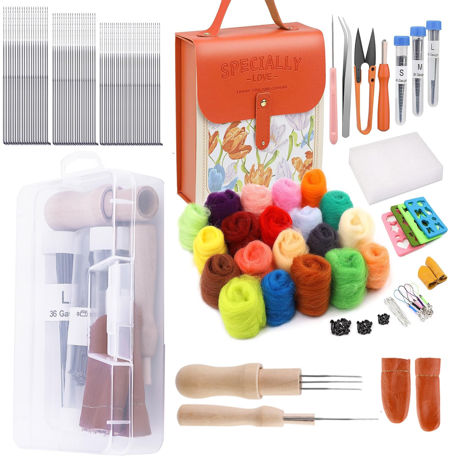 Amazon.com: Mayboos Needle Felting Kit, Wool Roving 20 Colors Set, Wool ...