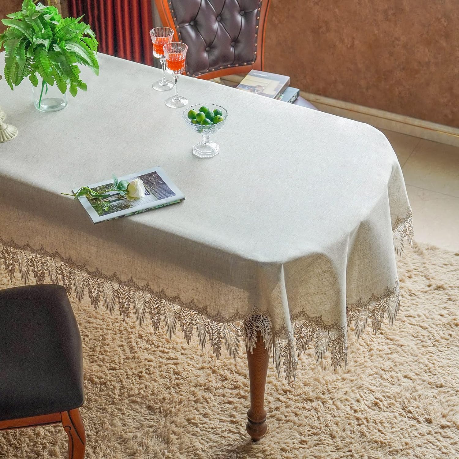 Amazon.com: ARTABLE Lace Table Cloths Rectangle Fall Antique Flower ...