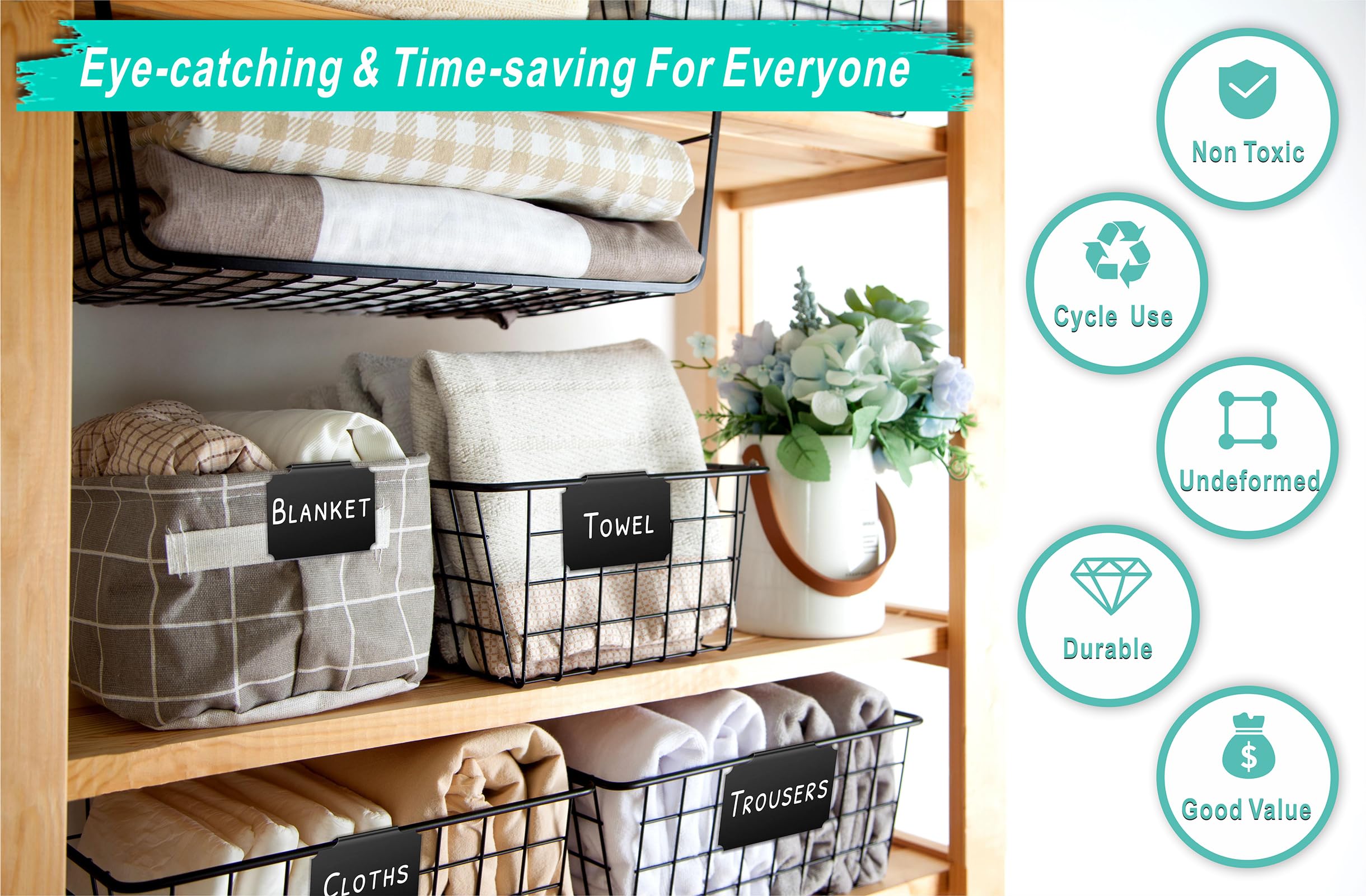 Snapklik.com : 27-Piece Set Of Basket Labels Clip On For Storage Bins ...