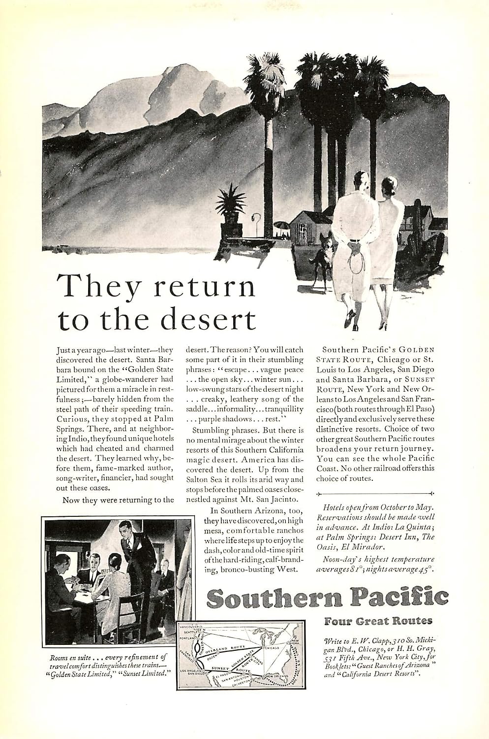 Amazon.com: Print Ad 1929 Southern Pacific | Four Great Routes | They ...