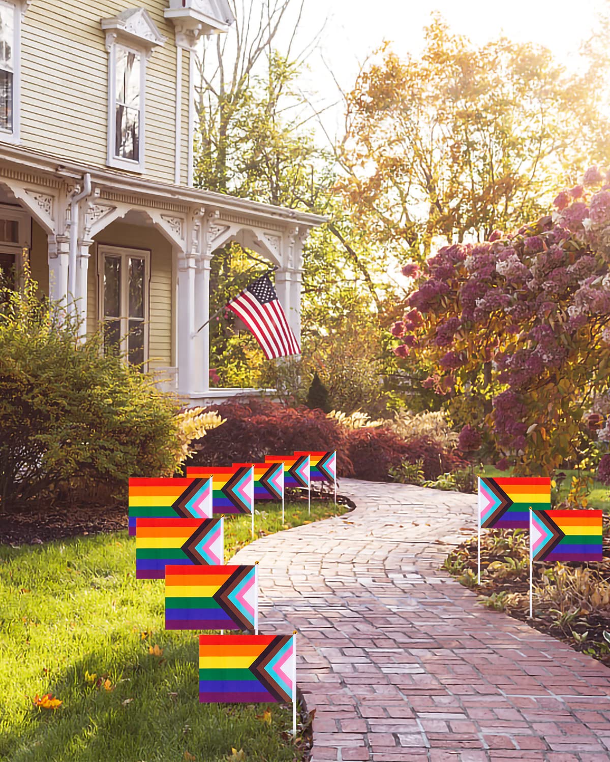 Snapklik.com : 50 Pack Progress Rainbow Pride Small Hand Held Flag For ...