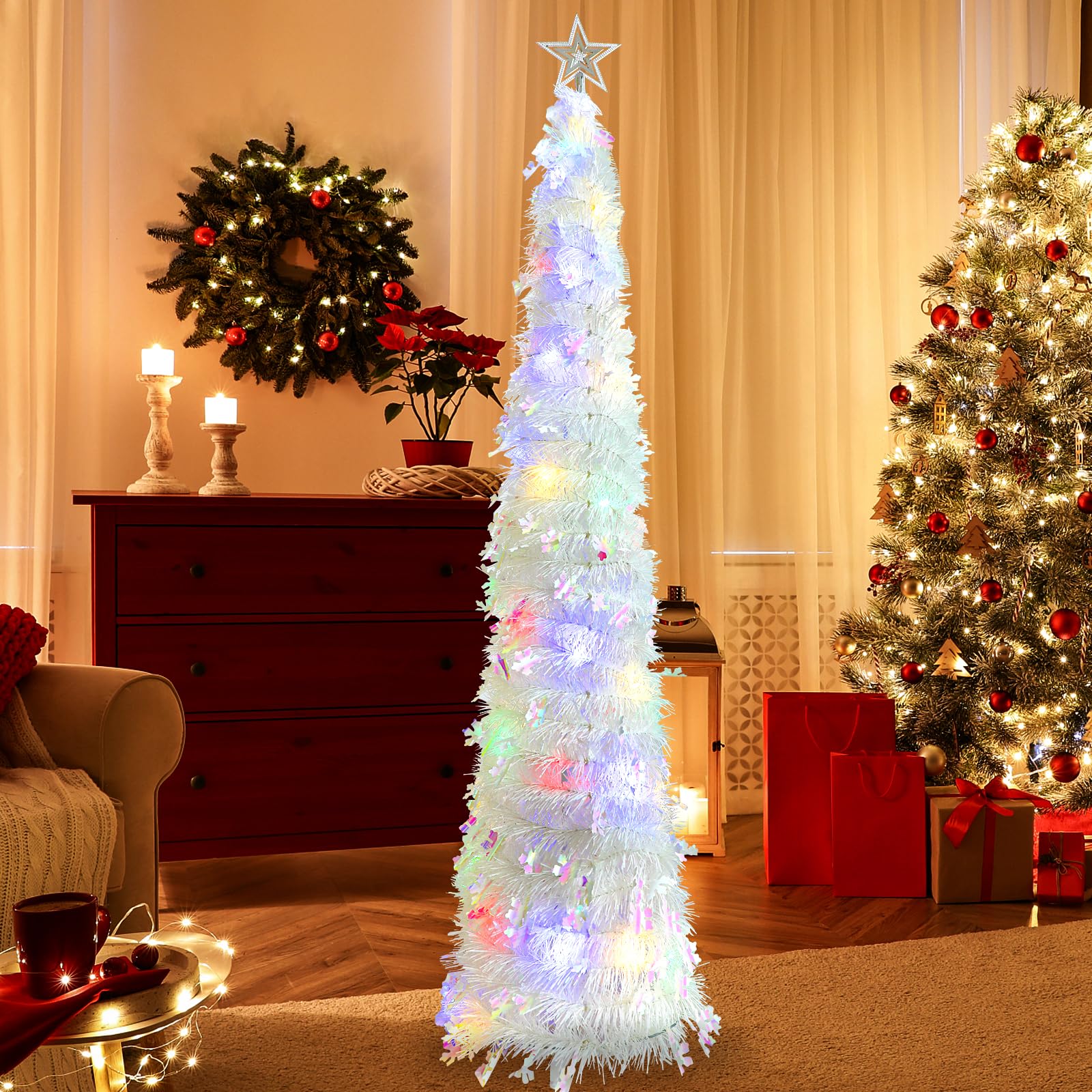 Amazon.com: FOIMAS 5FT Pop Up Christmas Tree,Iridescent Collapsible ...