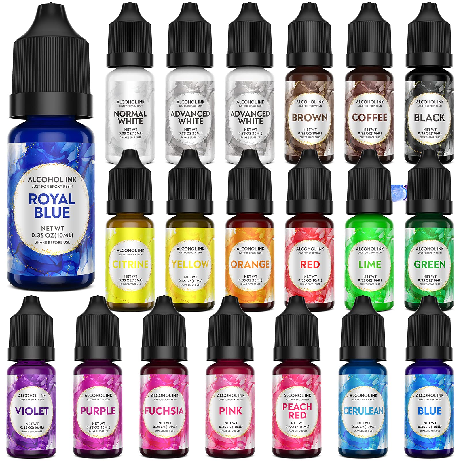 Buy Alcohol Ink Set Epoxy Resin Dye - Wayin 20 Vibrant Colors High ...