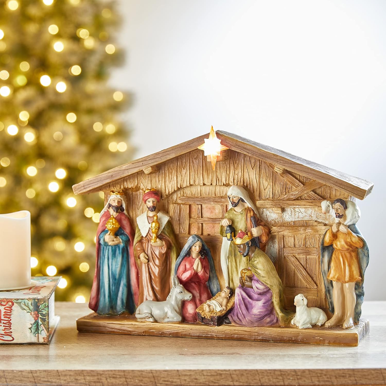 Amazon.com: Glitzhome Nativity Sets for Christmas Indoor with Light ...