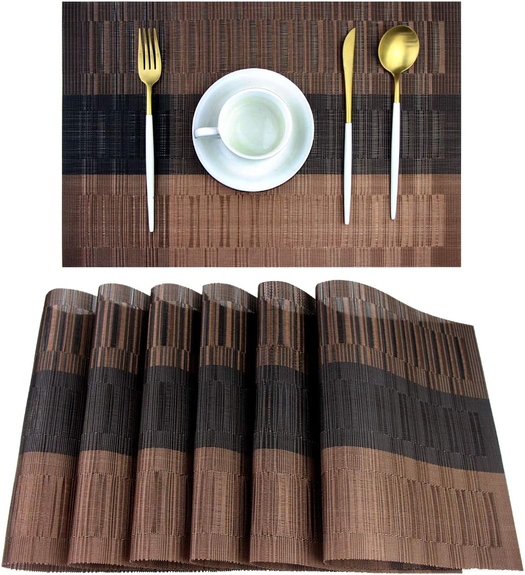 Amazon.com: LAGOM HOUSE Natural Bamboo Table Wood Placemats Set of 6 ...