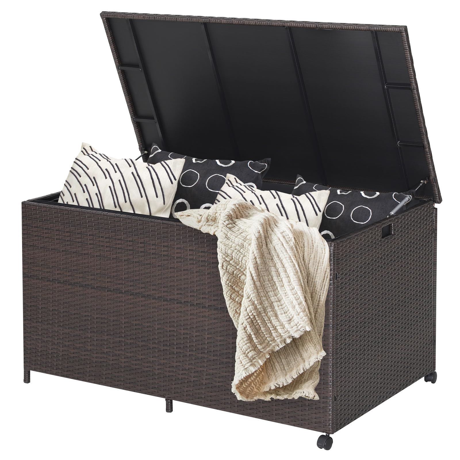 Giantex Wicker Outdoor Deck Box - 133 Gallon Storage Box with Lid ...