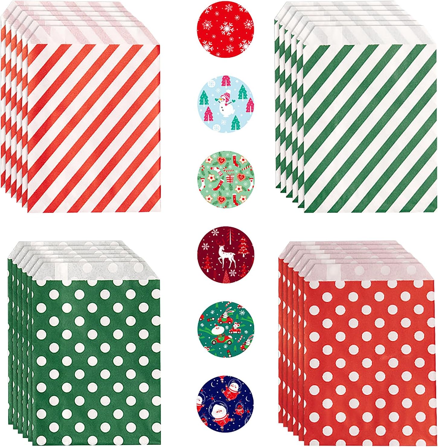 Amazon.com: 100 pieces Christmas Treat Bags Christmas Goodies Bags ...