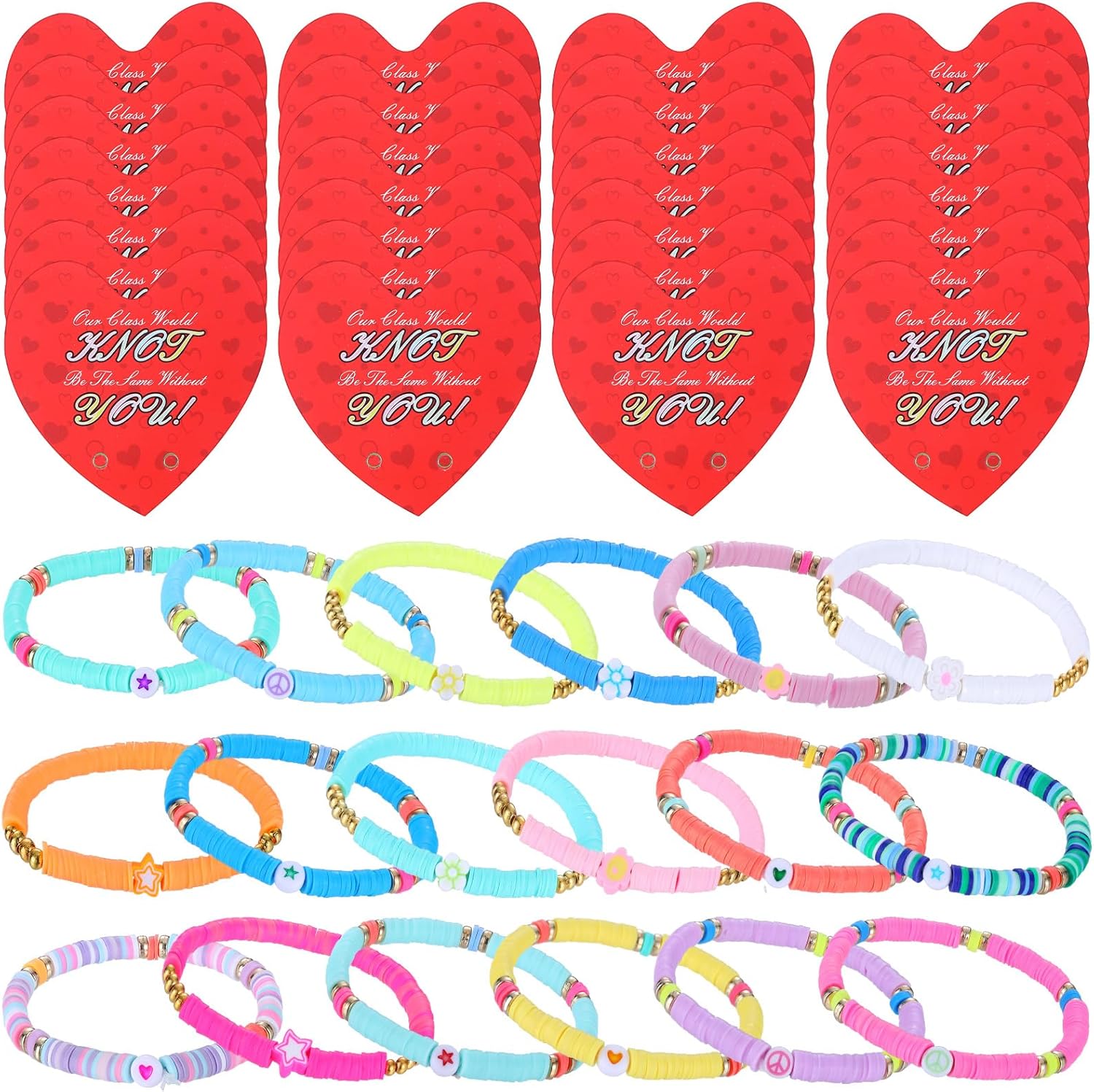 Amazon.com: Ecation 32 Sets Valentines Bracelets with Cards Student ...