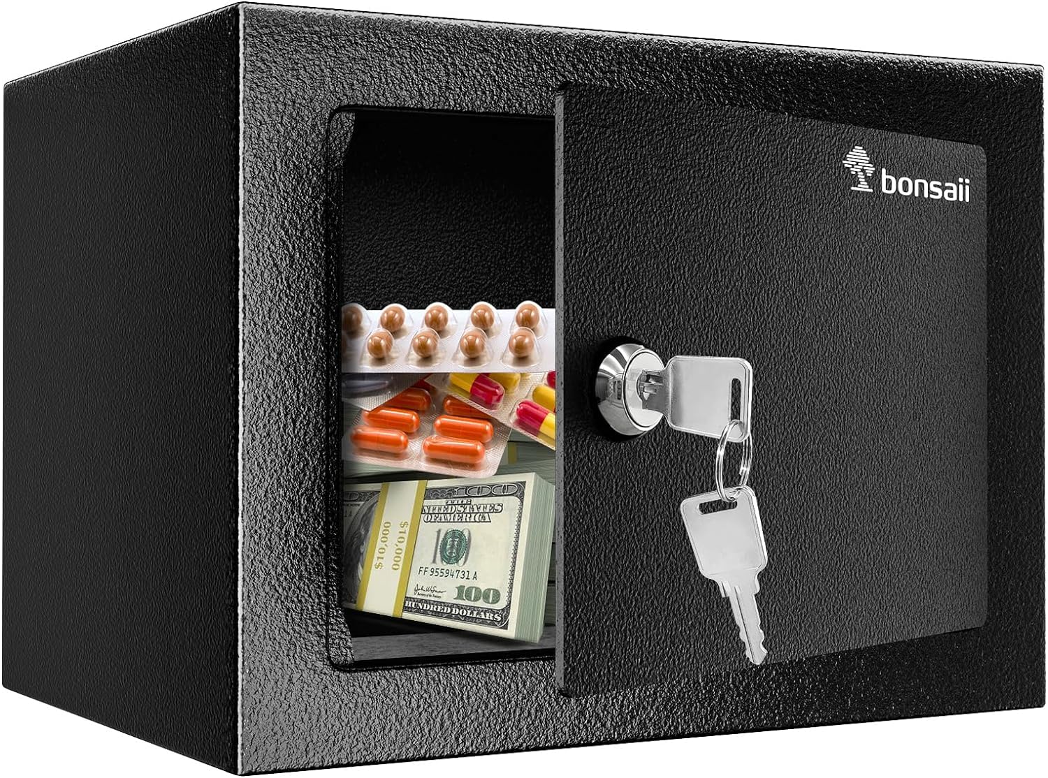 Bonsaii Safe Box with Key, Steel Construction Money Safe Box, 6.6L ...