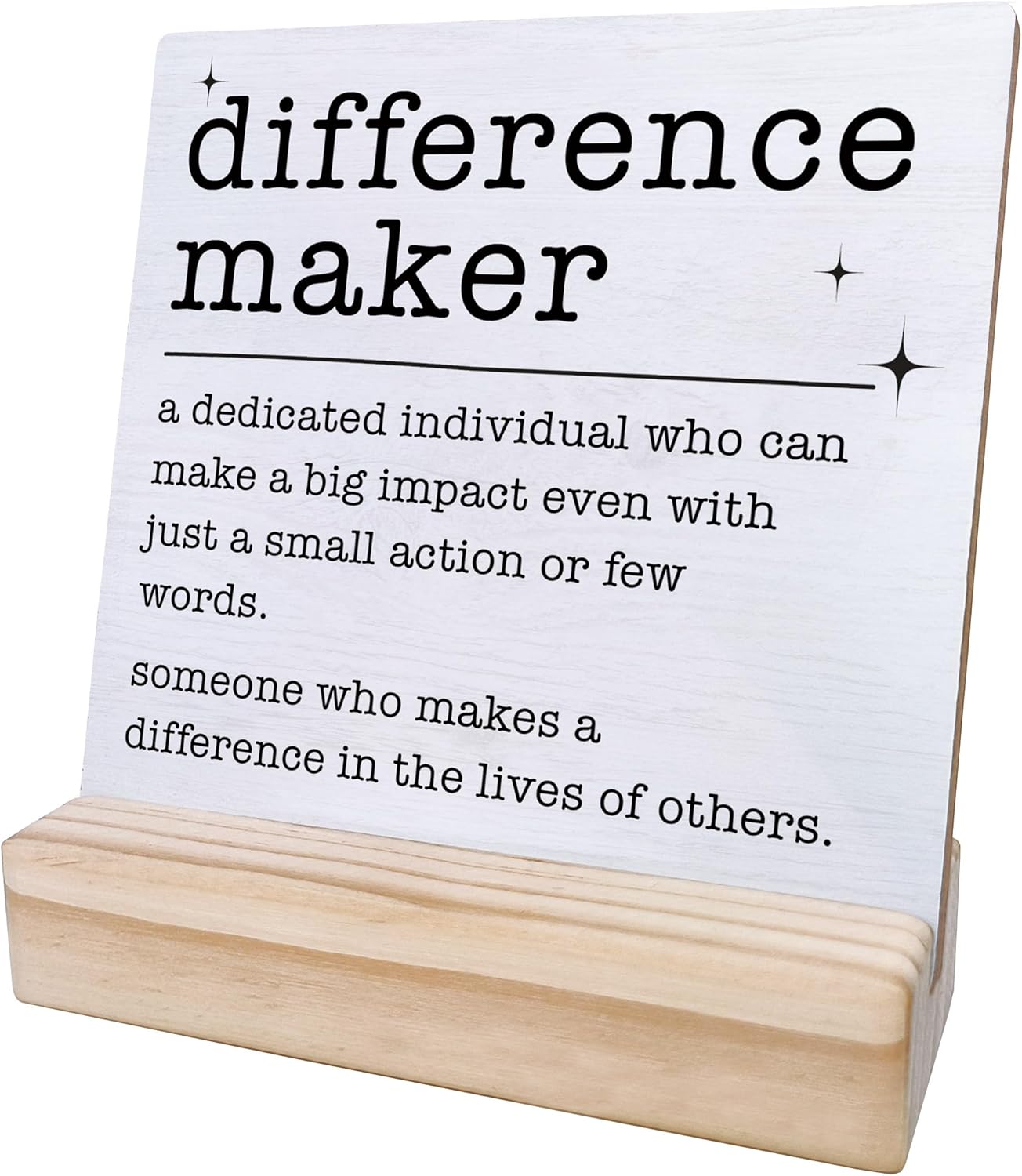 Amazon.com: Difference Maker Wooden Plaque Sign, Wood Plaque with ...