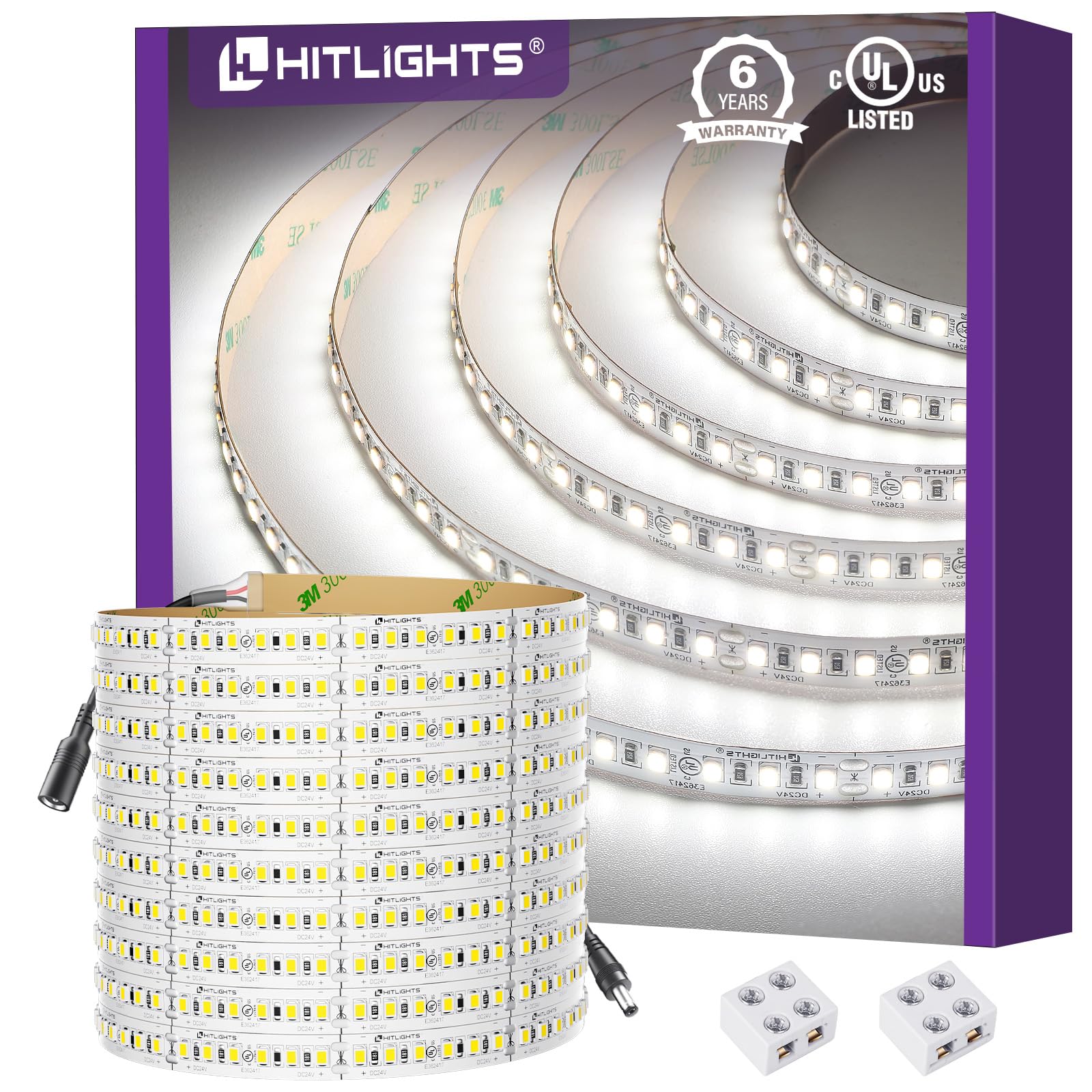 Amazon.com: HitLights White LED Strip Lights 5000K, 16.4ft Premium High ...