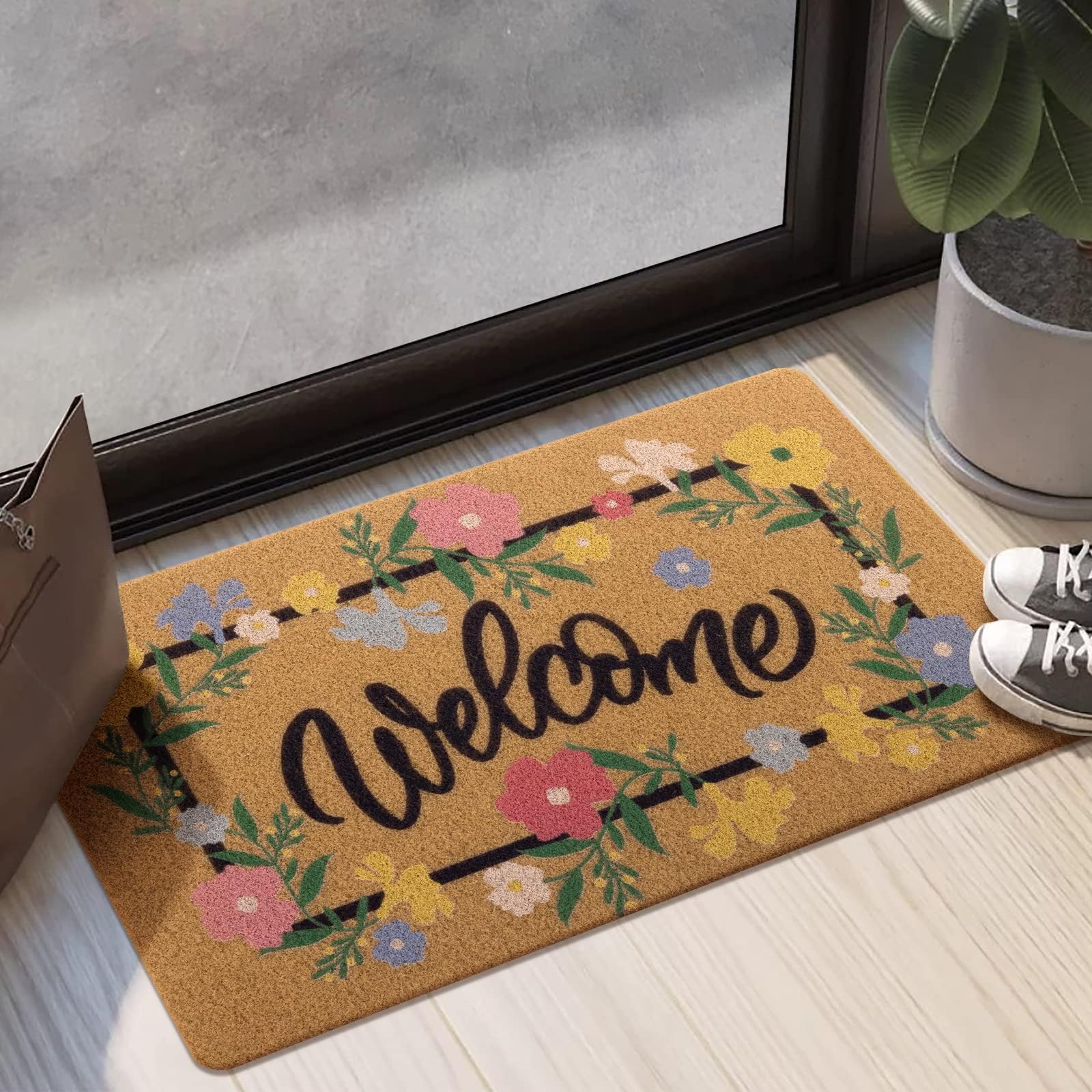 Amazon.com: Juvale Natural Coir Hello Spring Door Mat for Front Door ...