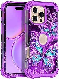 Amazon.com: Miqala for iPhone 16 Pro Max Case,Glow in The Dark Three Layer Heavy Duty Shockproof ...