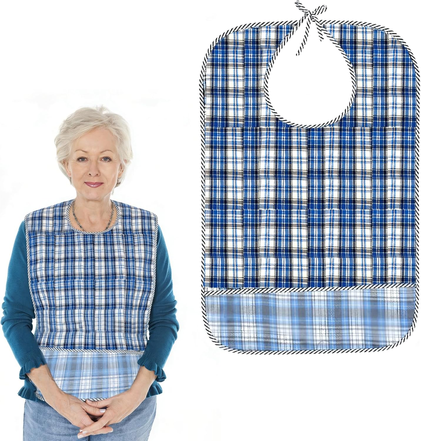 3 Pack Reversible Adult Bibs for Elderly Washable & Wipeable Bib Adult ...