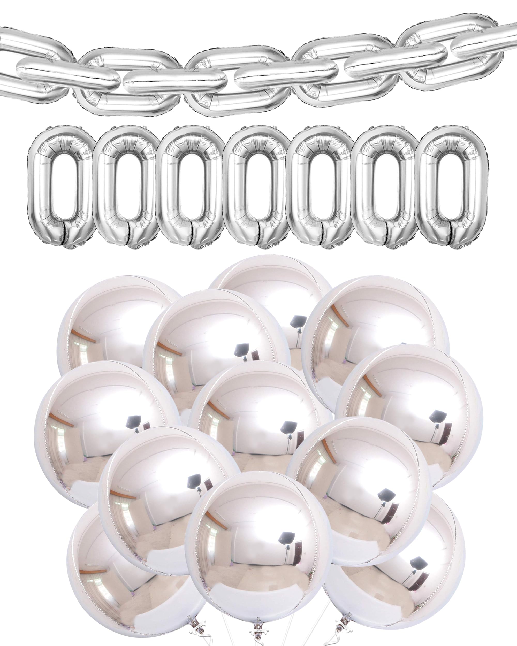 Amazon.com: KatchOn, Big Silver Mylar Balloons - Pack of 12 | 4D Sphere ...