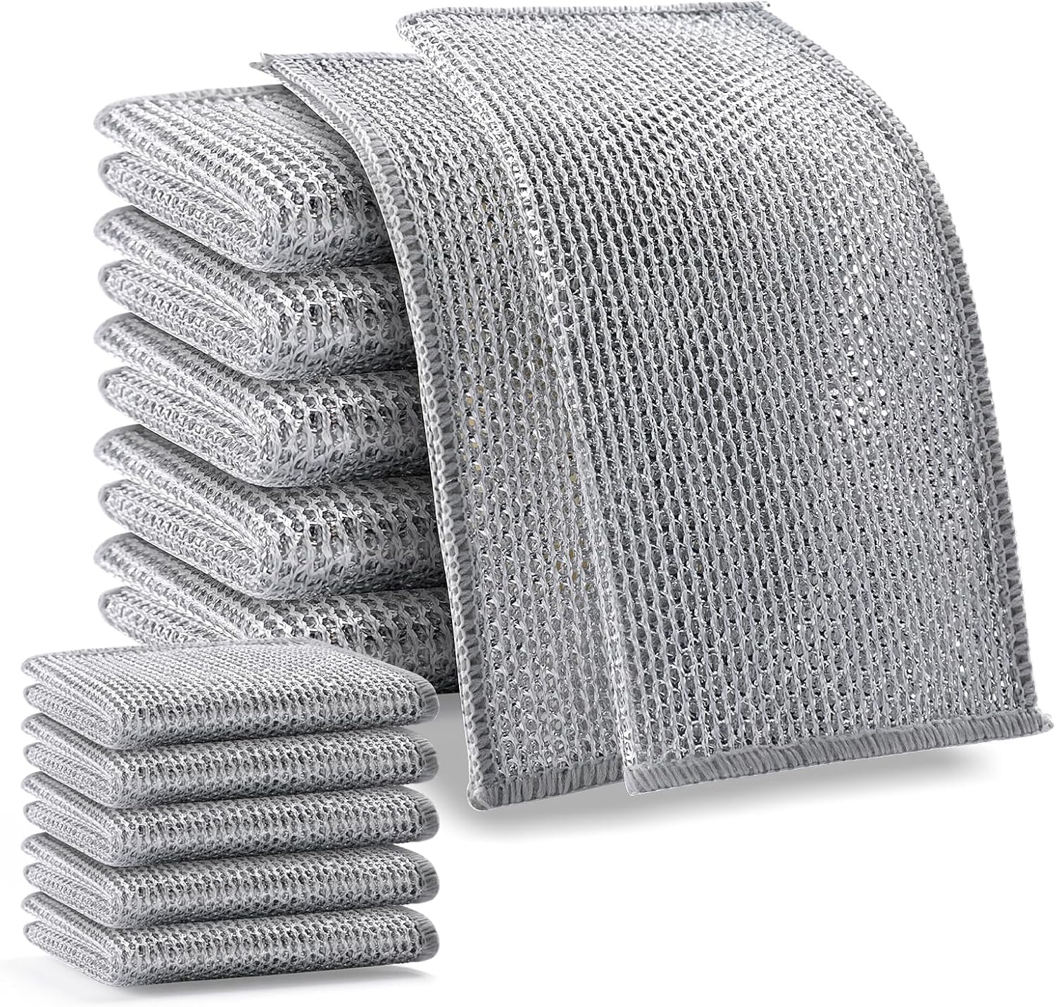 YINGDIHUT 10 Pcs Multipurpose Wire Dish Cloths, Metallic DisCloth for ...