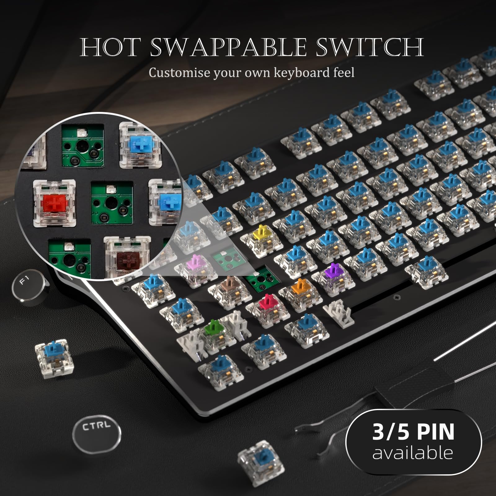 Snapklik.com : RK ROYAL KLUDGE S87 Typewriter Mechanical Keyboard, Hot ...