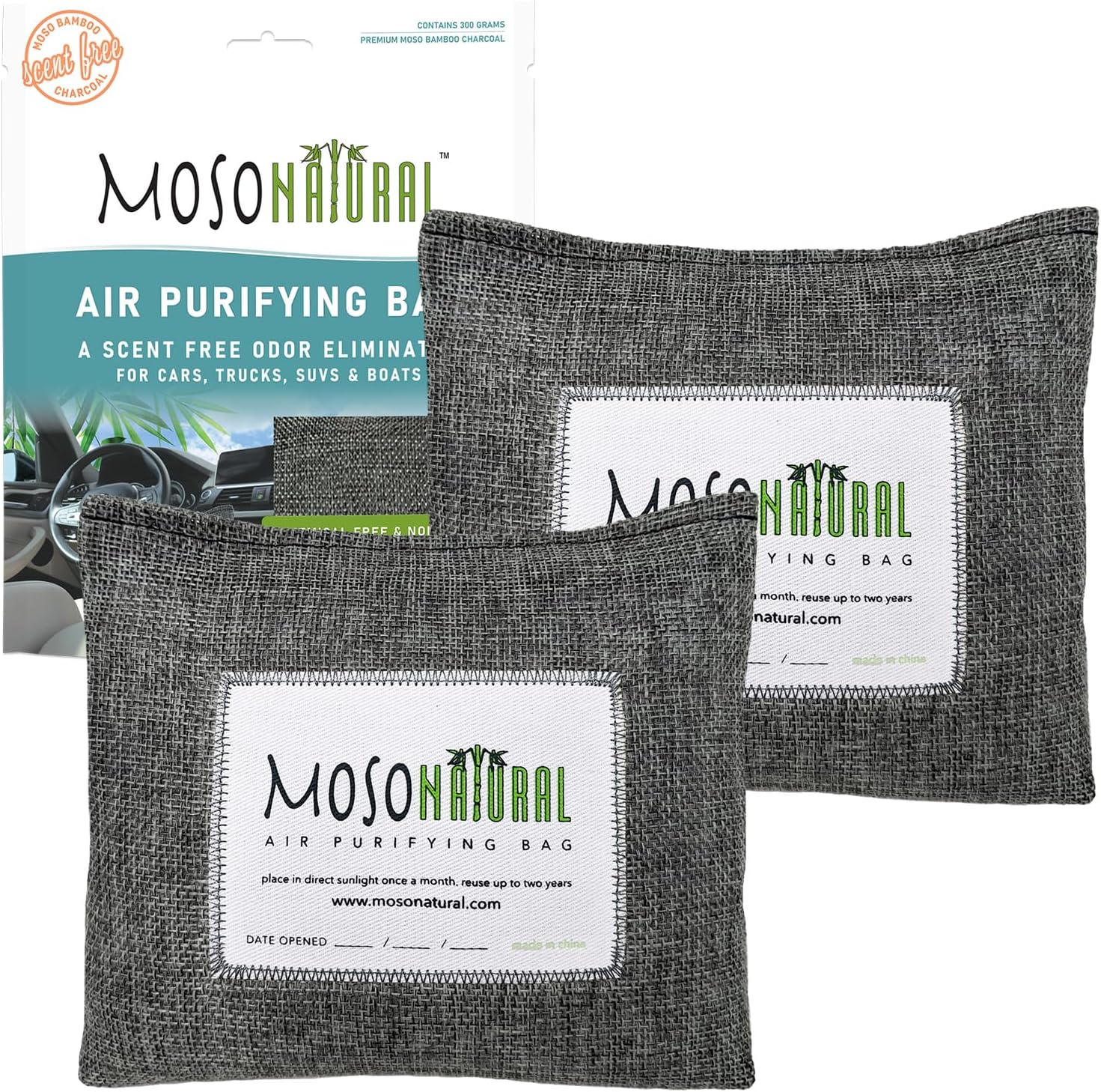 Amazon.com: Moso Natural Car Air Freshener and Deodorizer (2 Pack ...