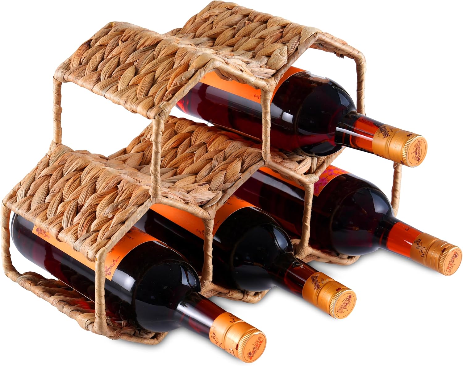 Amazon.com: CENBOSS Countertop Wine Rack, Hyacinth and Metal Wine Rack ...