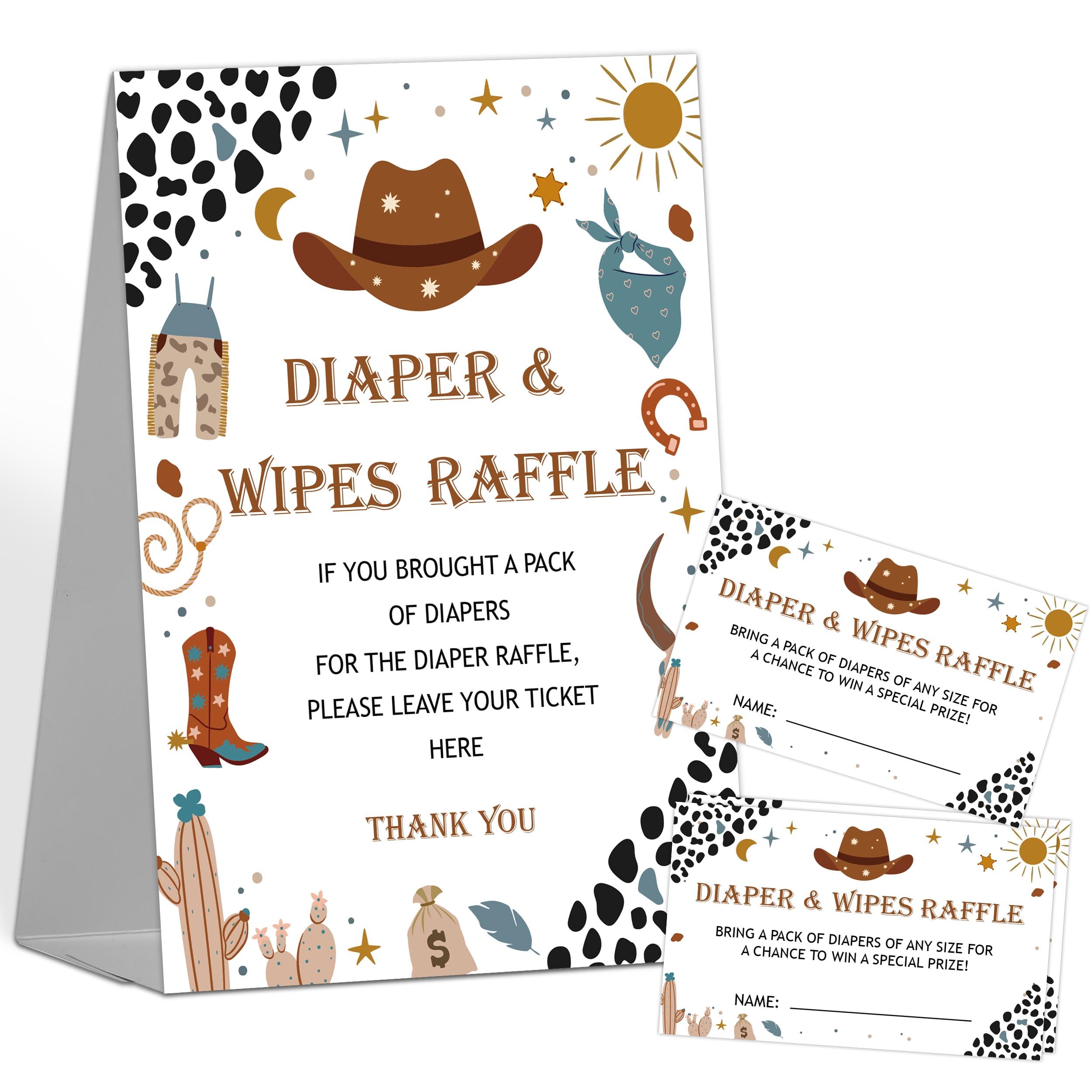 Amazon.com: Baby Shower Diapers Wipes Raffle, 1 Standing Sign with 50 ...