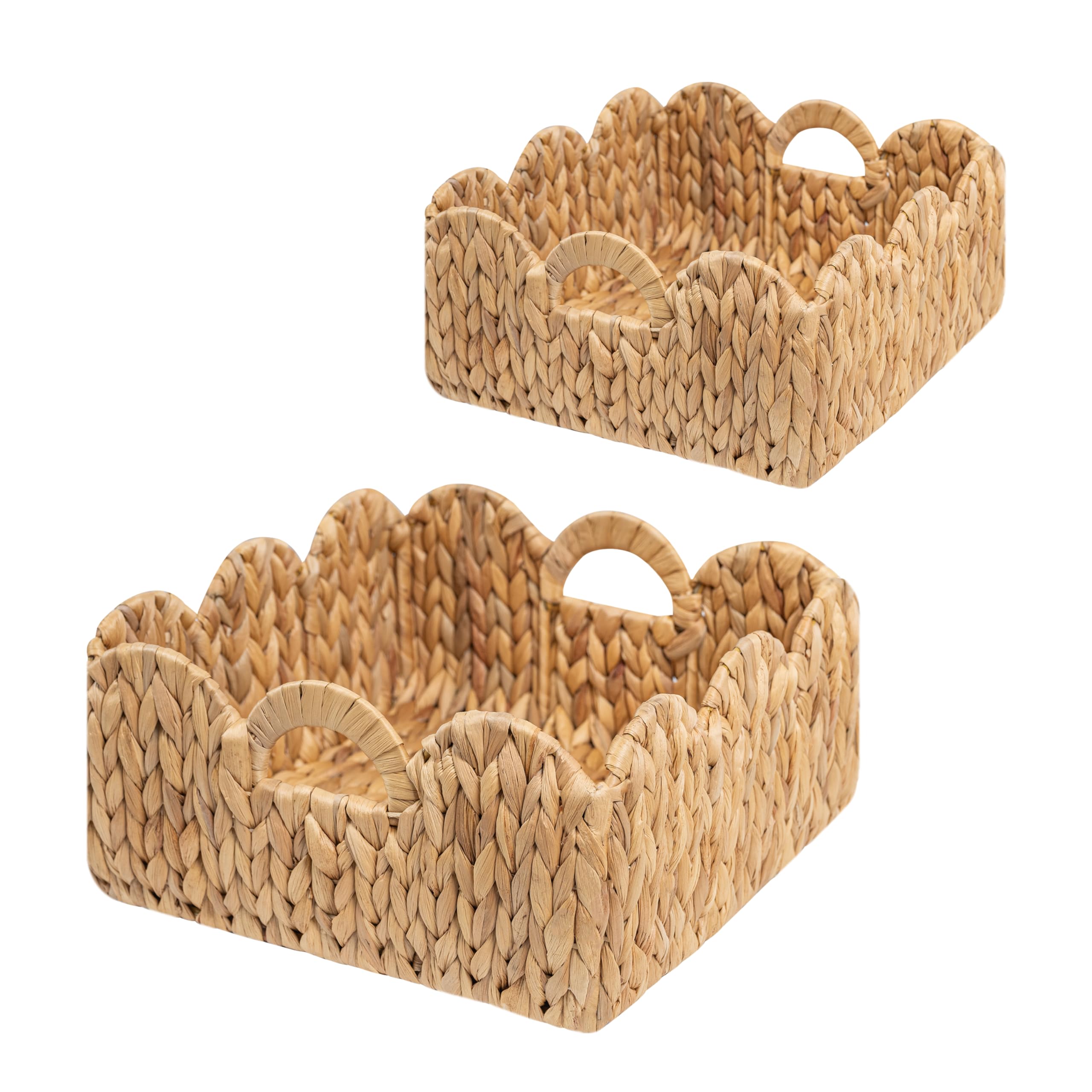 Amazon.com: Set of 2 Scalloped Basket | Hand Woven Scallop Basket ...