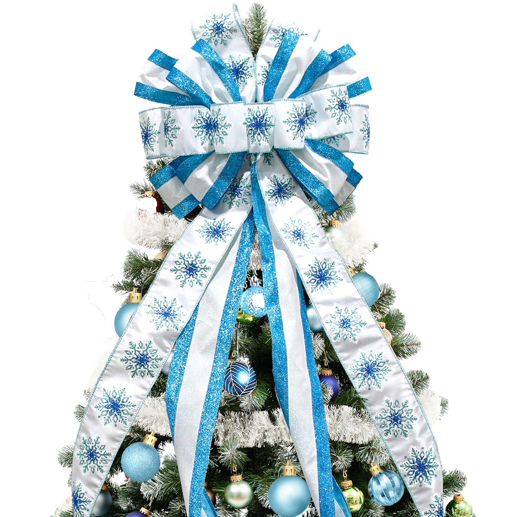 Amazon.com: Christmas Tree Topper Christmas Wreath Bow, 52 * 13 inches ...