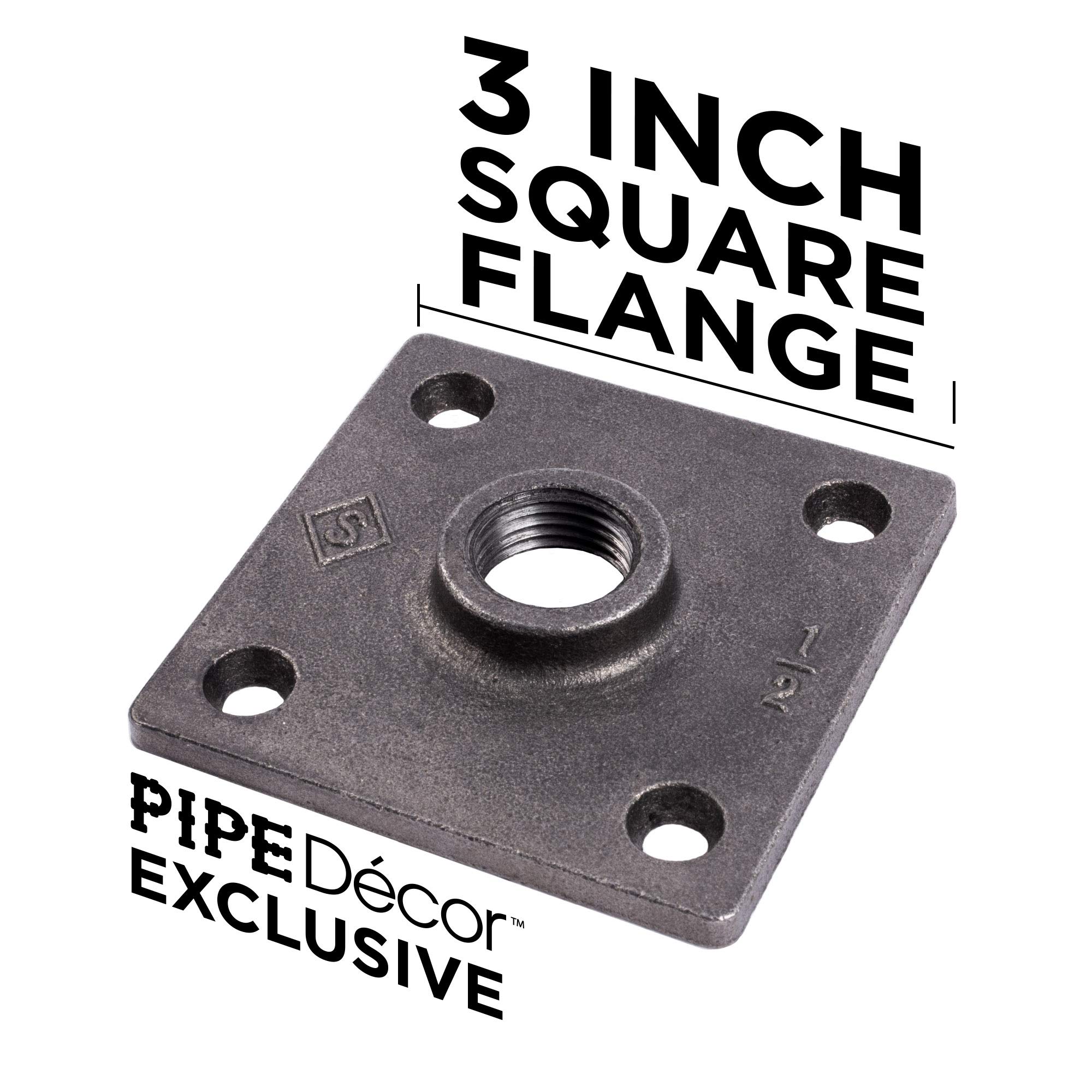Buy PIPE DÉCOR 1/2" Industrial Flange NEW Square Design Half Inch ...