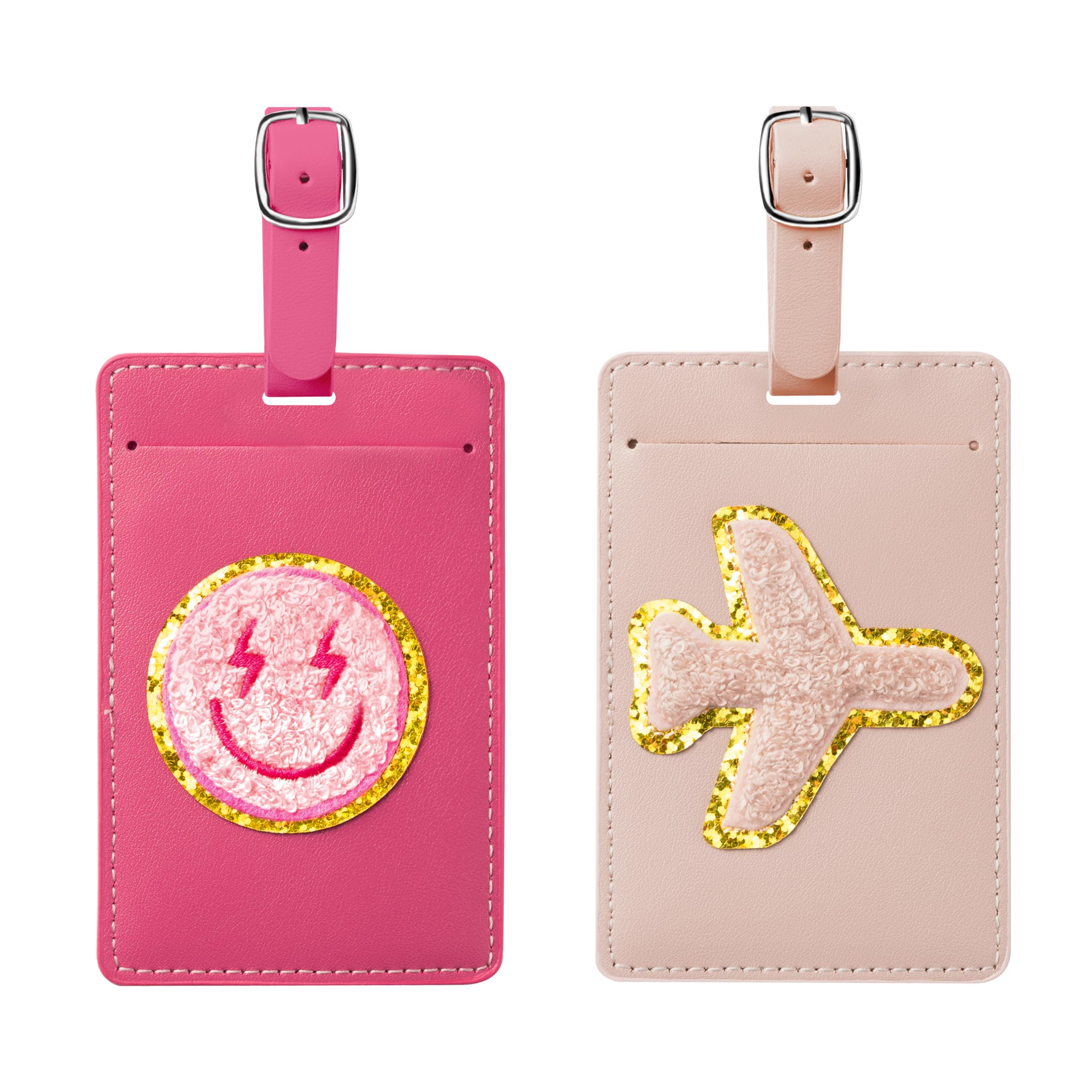 Amazon.com: Preppy Luggage Tags for Suitcases, 2 Packs Cute PU Faux ...