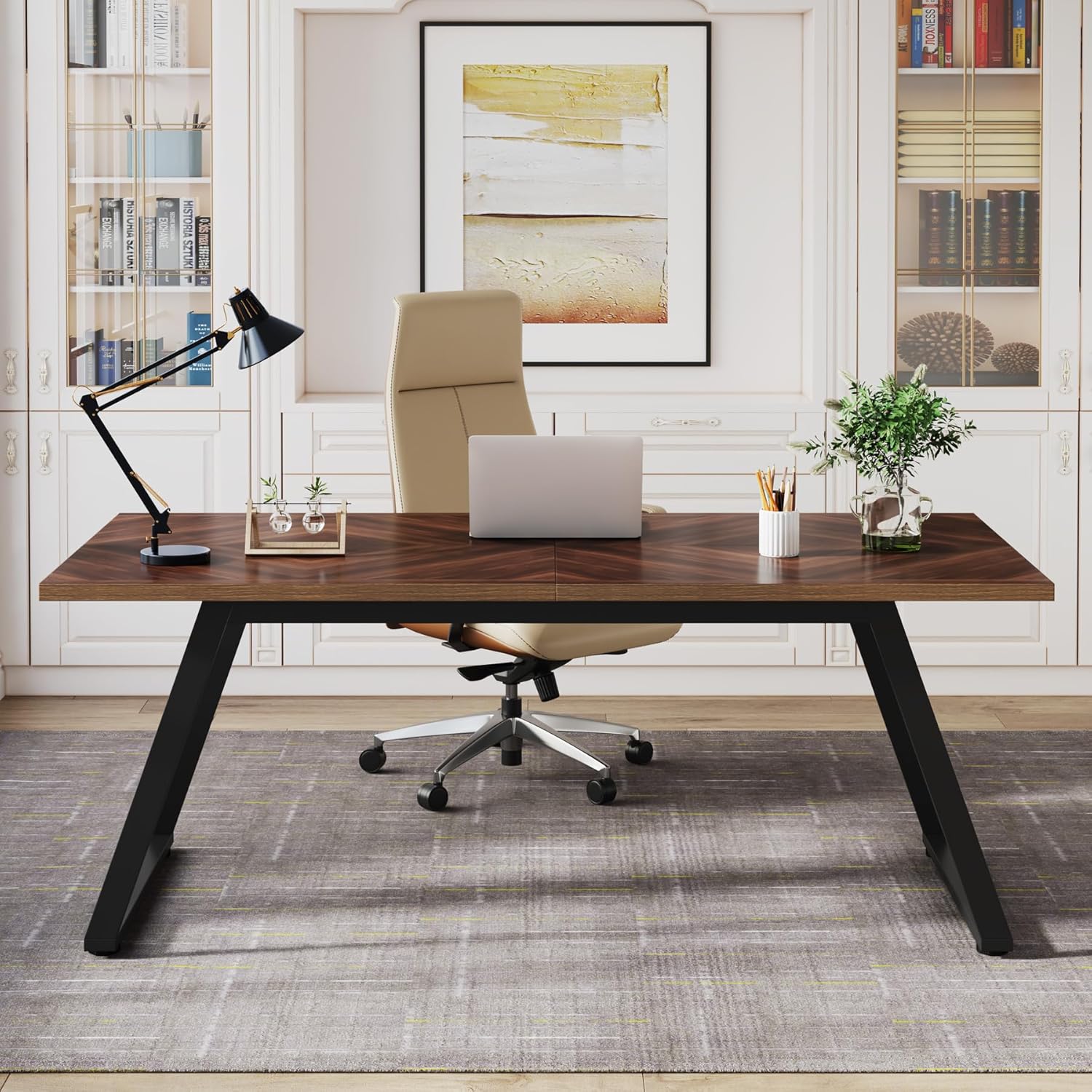 Amazon.com: Tribesigns 63 Inch Executive Office Desk, Large Computer ...