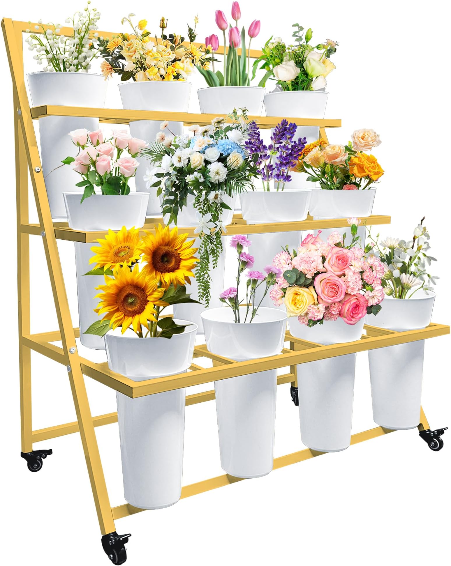 Amazon.com: Flower Display Stand with Blackboard & 12 pcs Buckets , 3 ...
