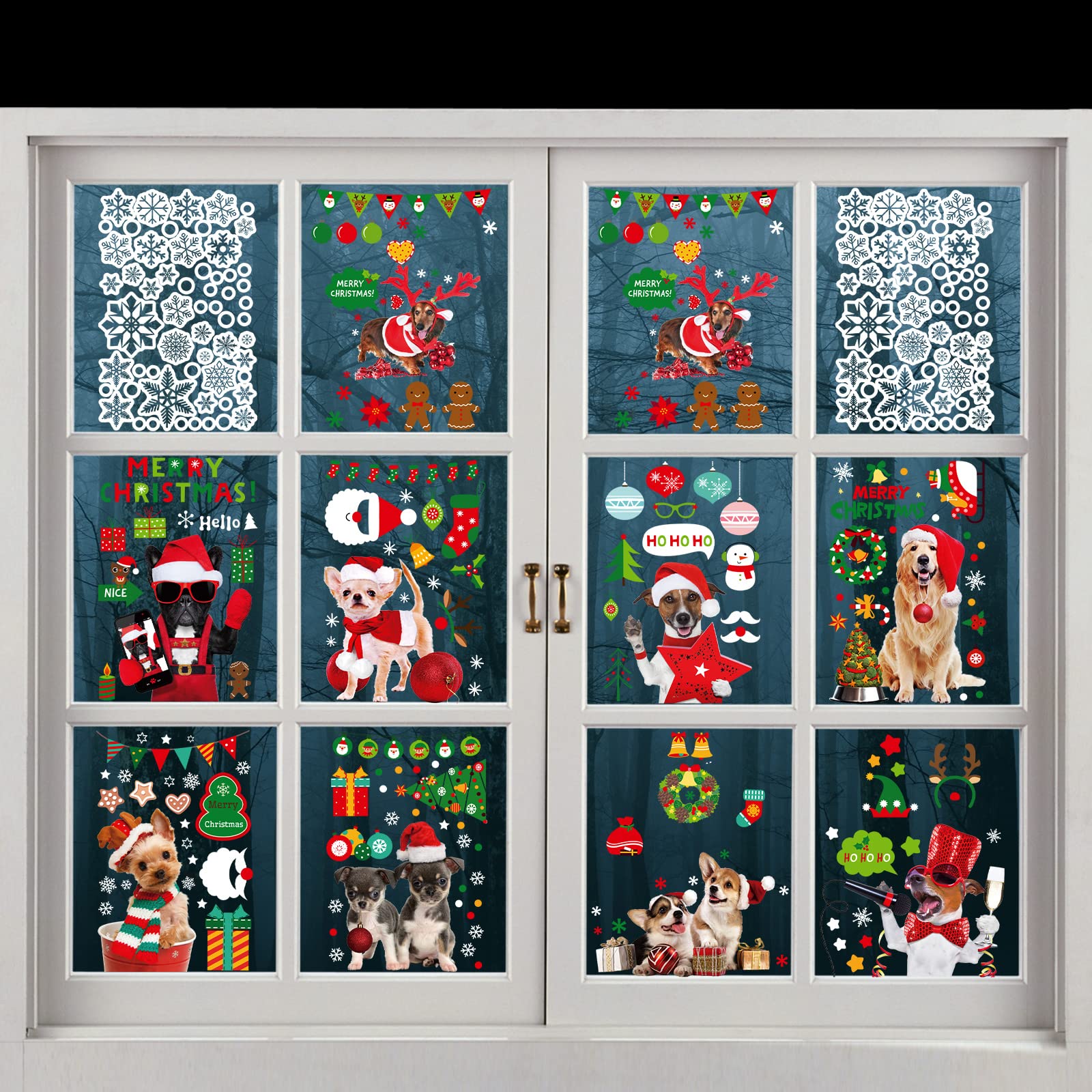 TOYMIS 230pcs / 9 Sheets Christmas Window Clings Stickers, Cute Dog ...