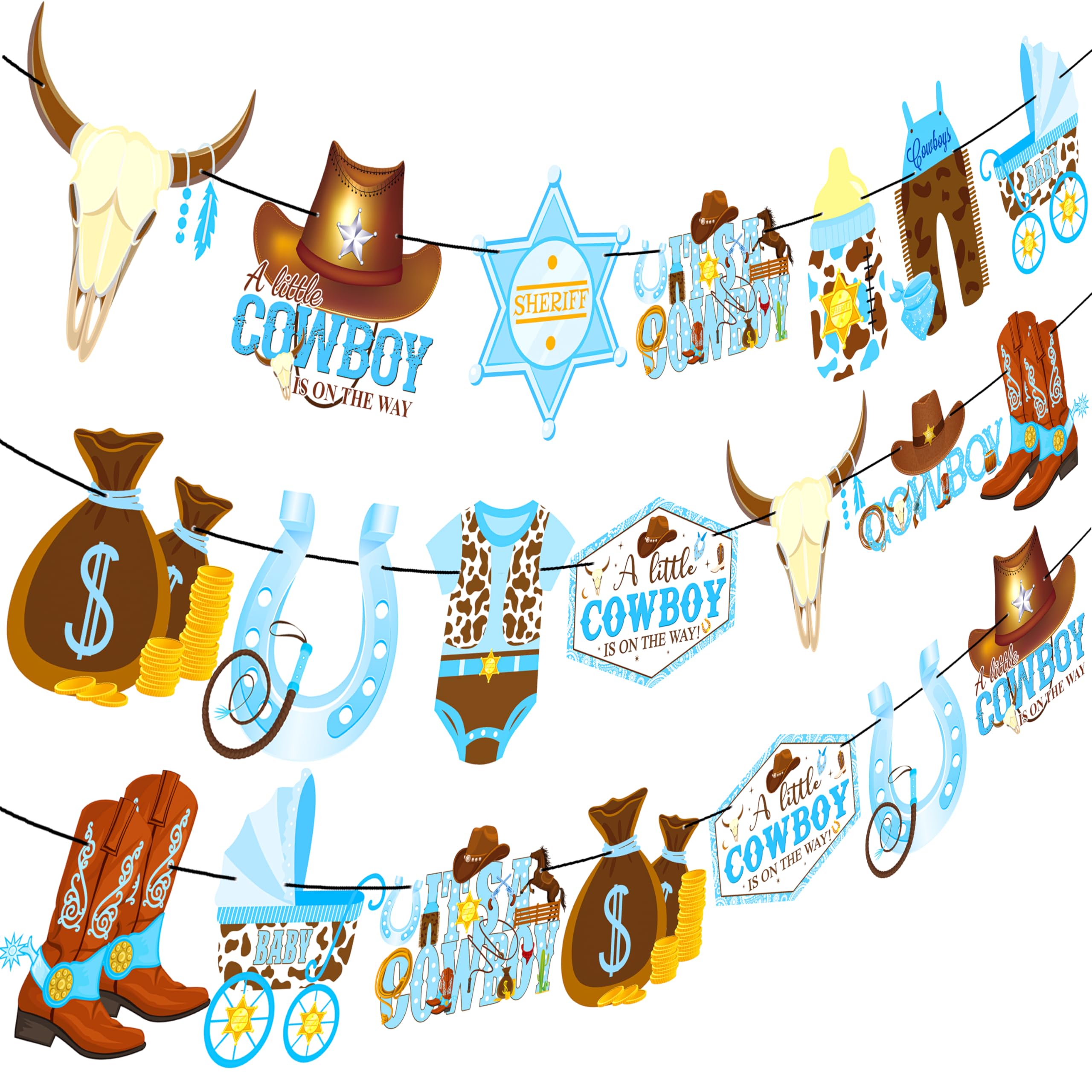 Amazon.com: Cowboy Party Banners Cowboy Baby Shower Decorations A ...