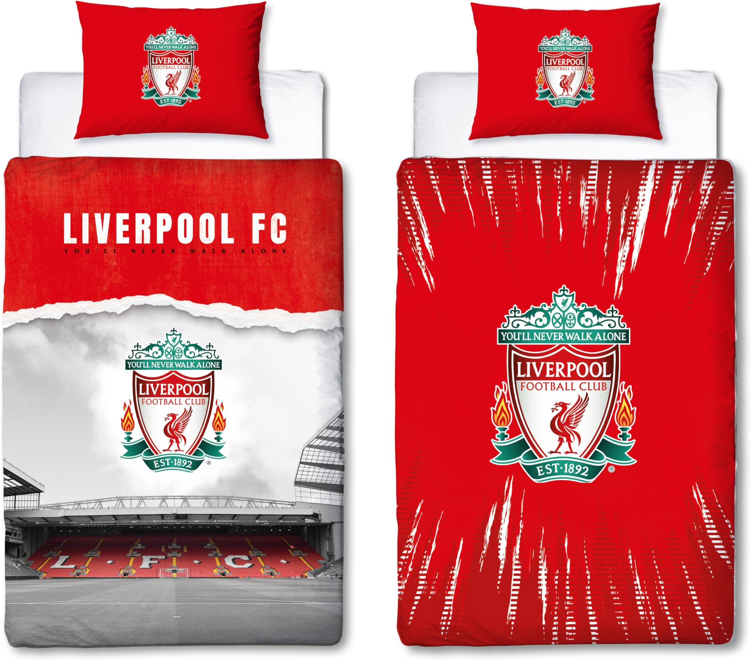 Liverpool FC Patch Single Duvet Cover and Pillowcase Set Red Football ...