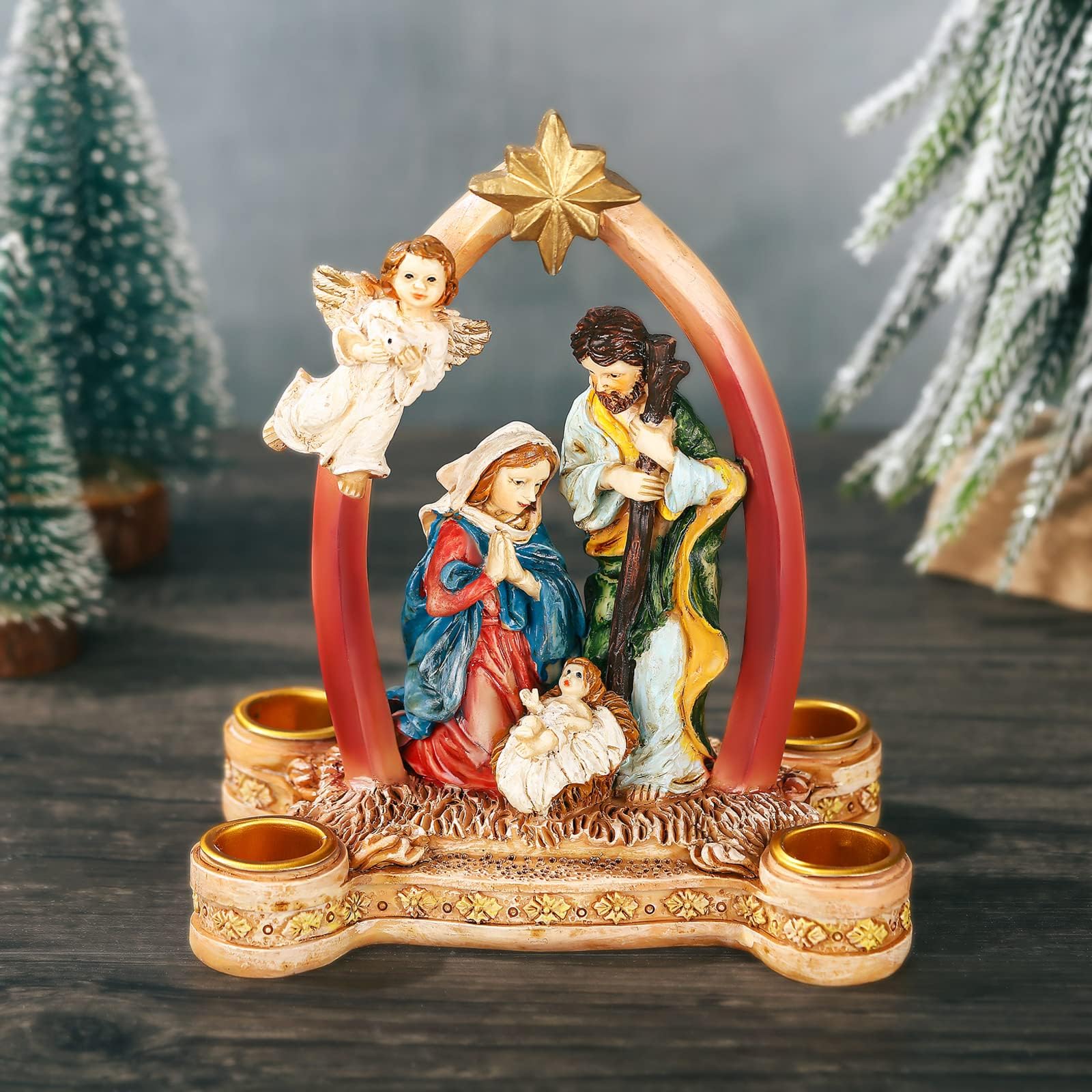Amazon.com: Holy Family Ivory Lace Nativity Scene 7 Inch Resin Dolomite ...
