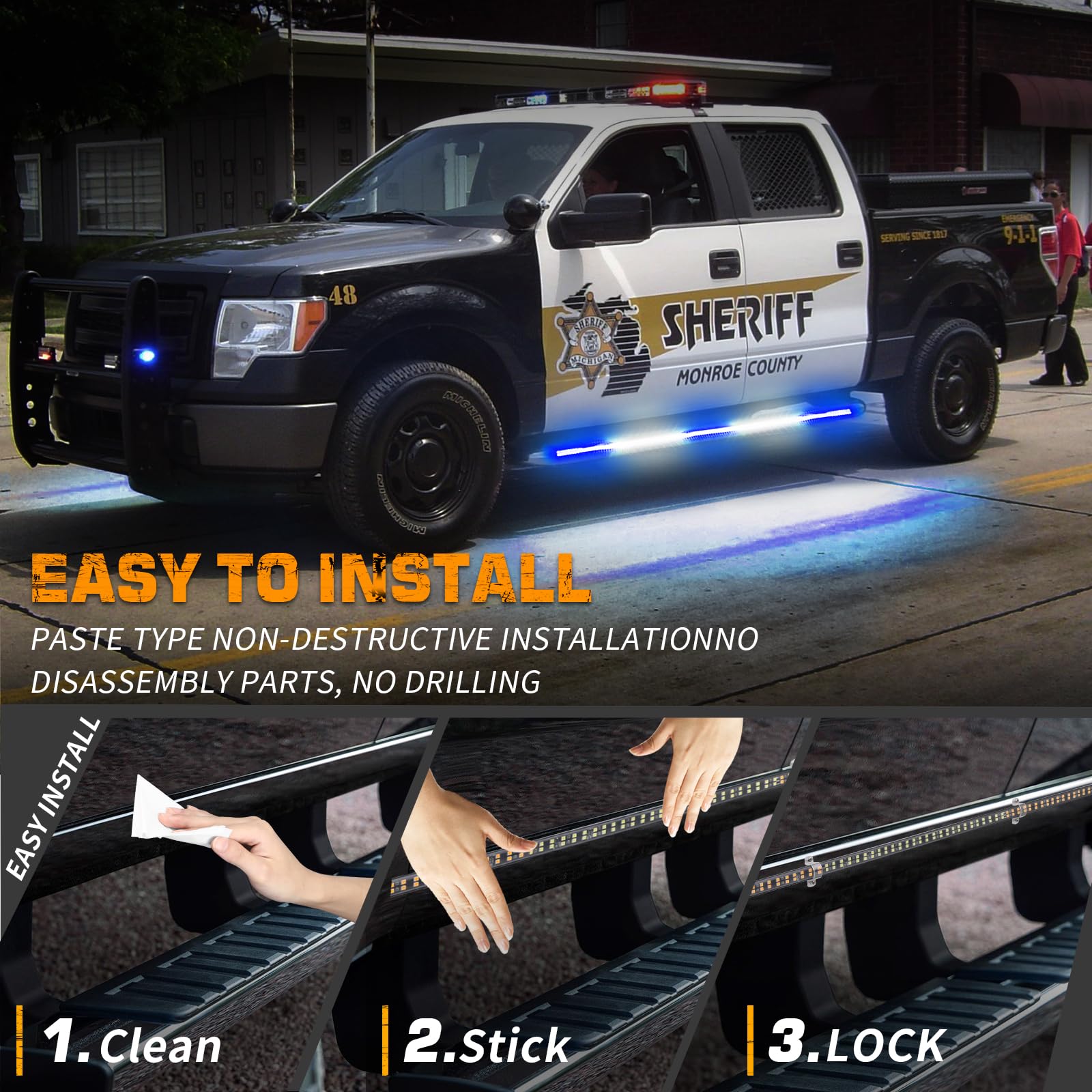 Snapklik.com : 2PCS 60 Inch Blue White Emergency Lights Strip 720 LED ...