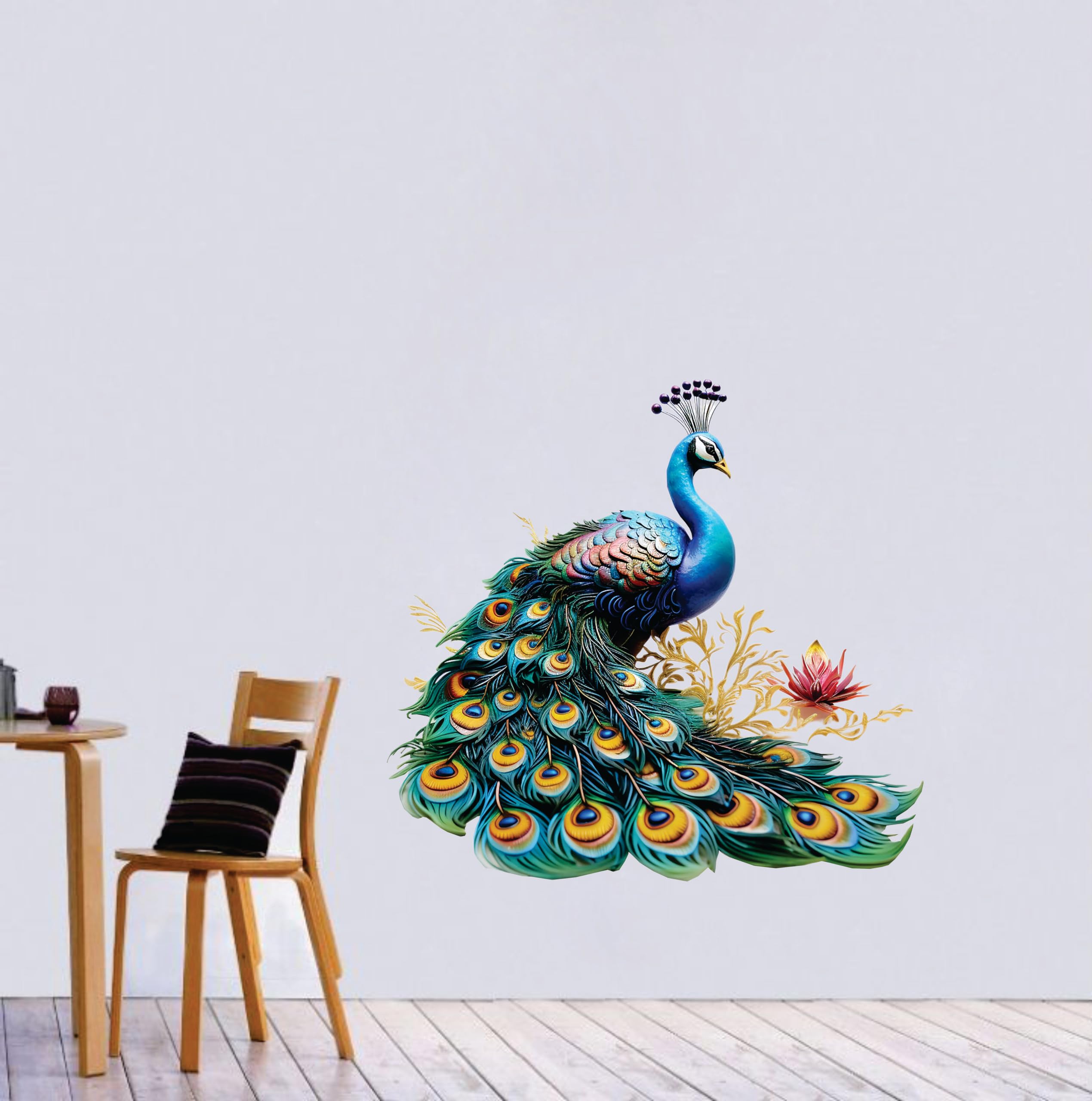 Peacock Wall Decal Custom Mural Wallpaper 3D Effect Peacock Wall