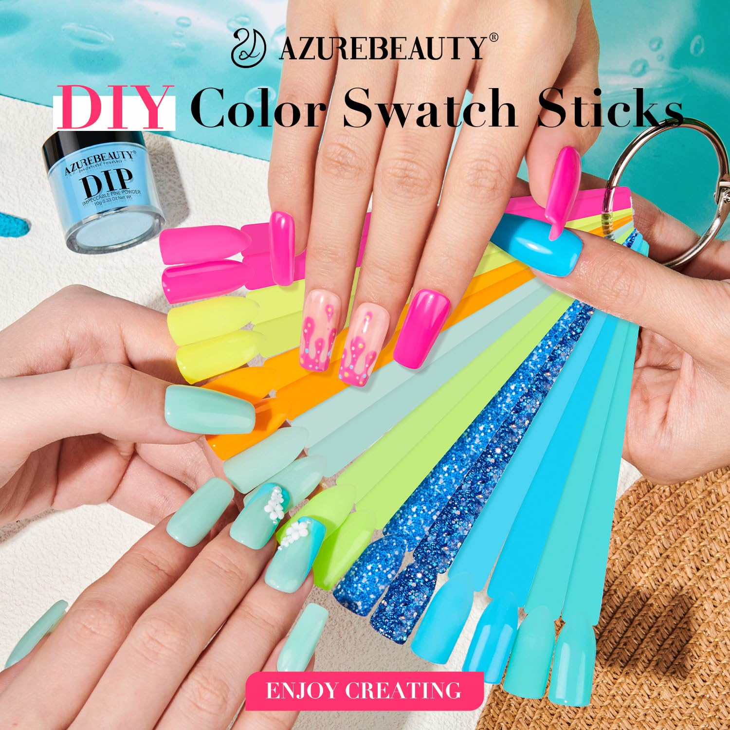 Snapklik.com : AZUREBEAUTY Dip Nails Powder Starter Kit, Hot Pink Neon ...
