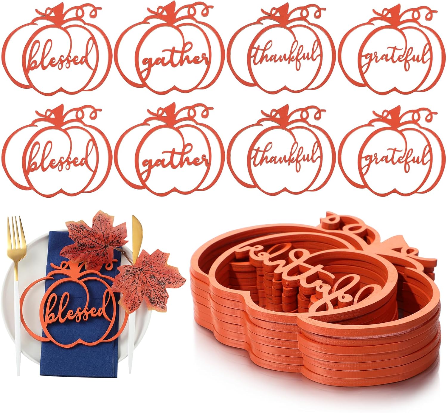 Amazon.com: CHENGU 48 Pcs Thanksgiving Wooden Grateful Plates Decor ...