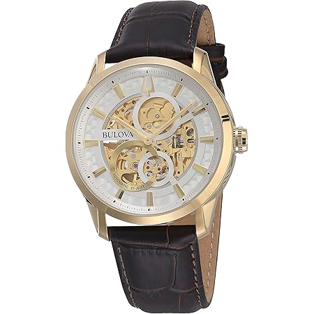 Bulova Reloj de cuarzo de 3 manecillas para hombre, tono dorado ...