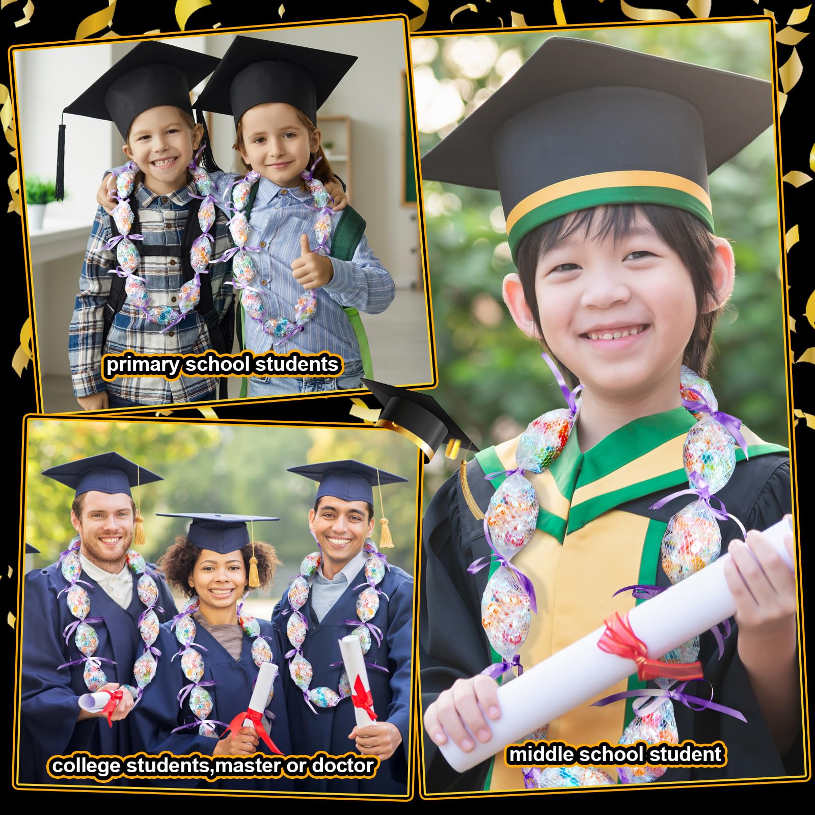 Snapklik.com : 3 Rolls Graduation Candy Lei Netting Tubing Lei Netting ...