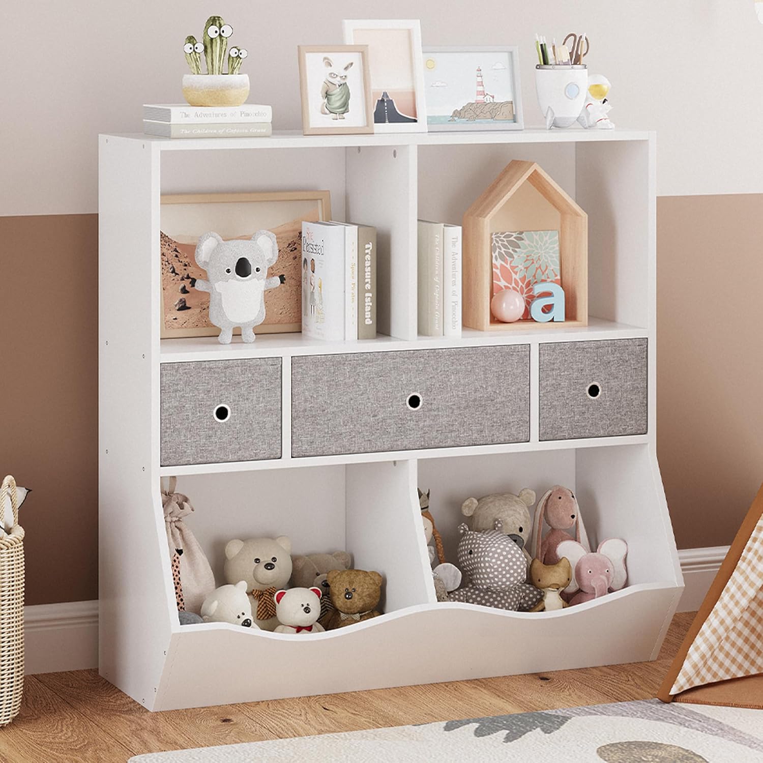 Amazon.com: Alkmaar Kids Bookshelf and Bookcase Toy Storage Multi Shelf ...