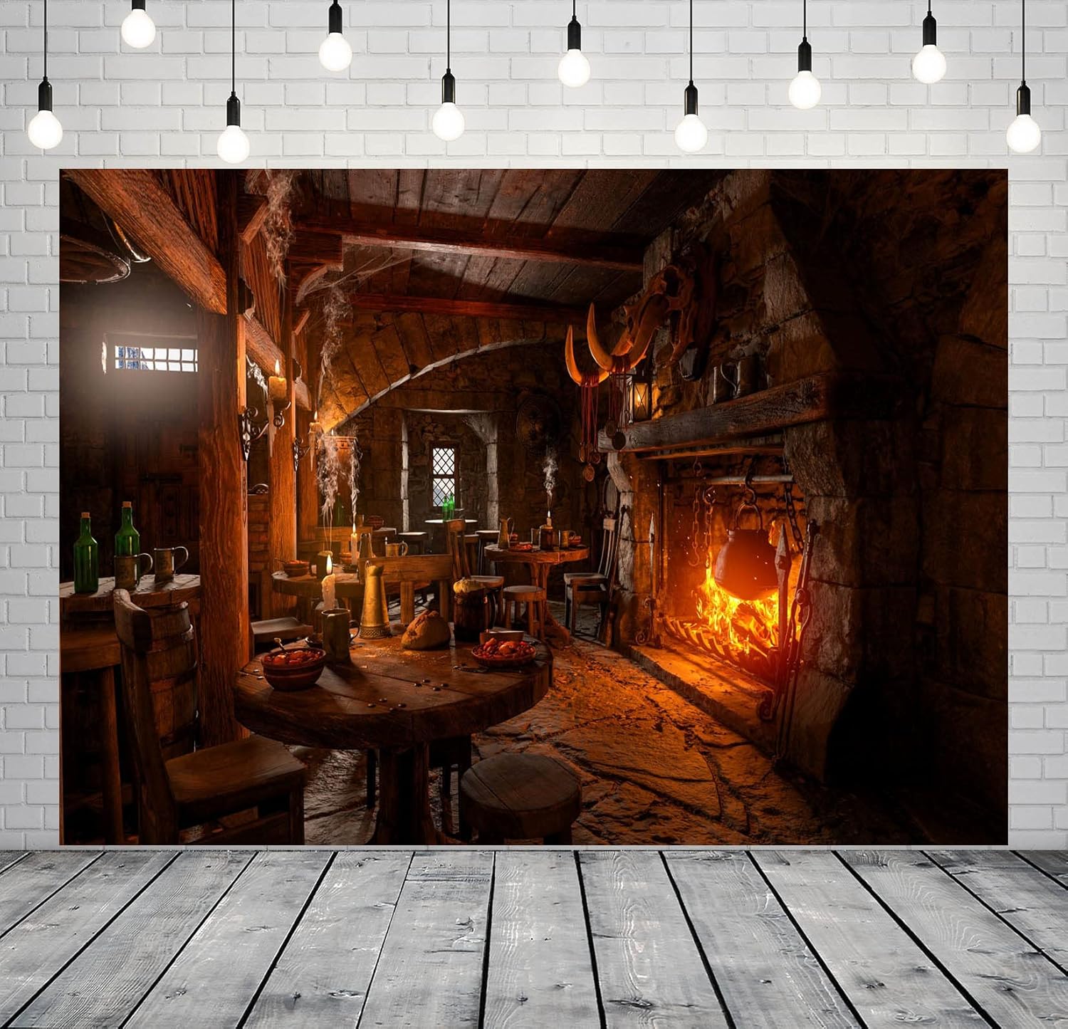 Amazon.com : BELECO 20x10ft Fabric Medieval Tavern Backdrop for ...